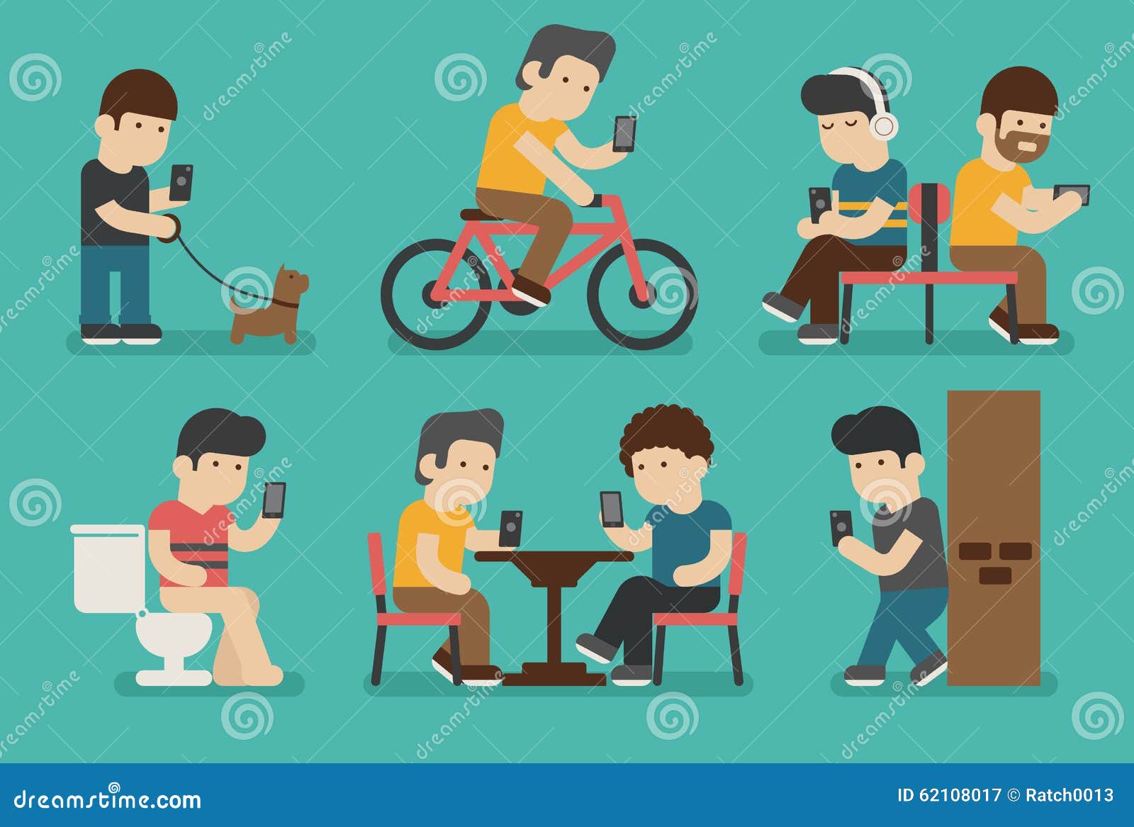 De Verslaving Van Internet En Van Smartphone Vector Illustratie ...