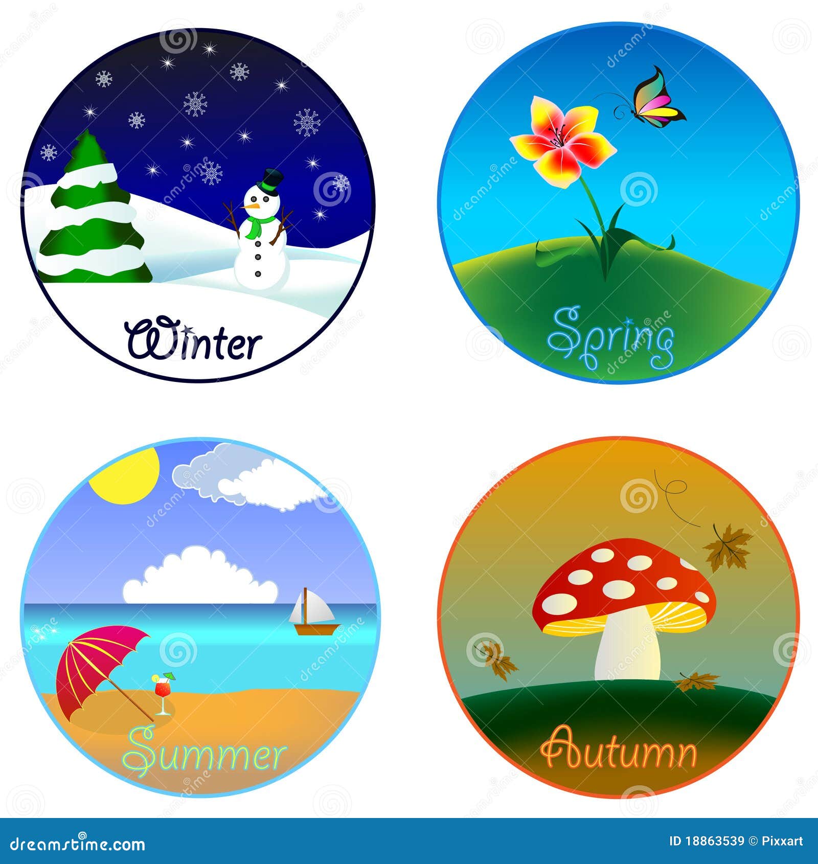 De vier seizoenen vector illustratie. Illustration of botanisch - 18863539