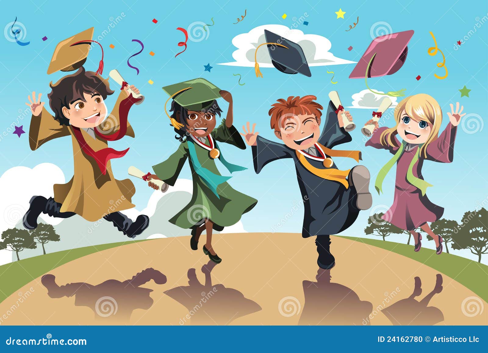 De Viering Van De Graduatie Vector Illustratie - Illustration of buiten ...