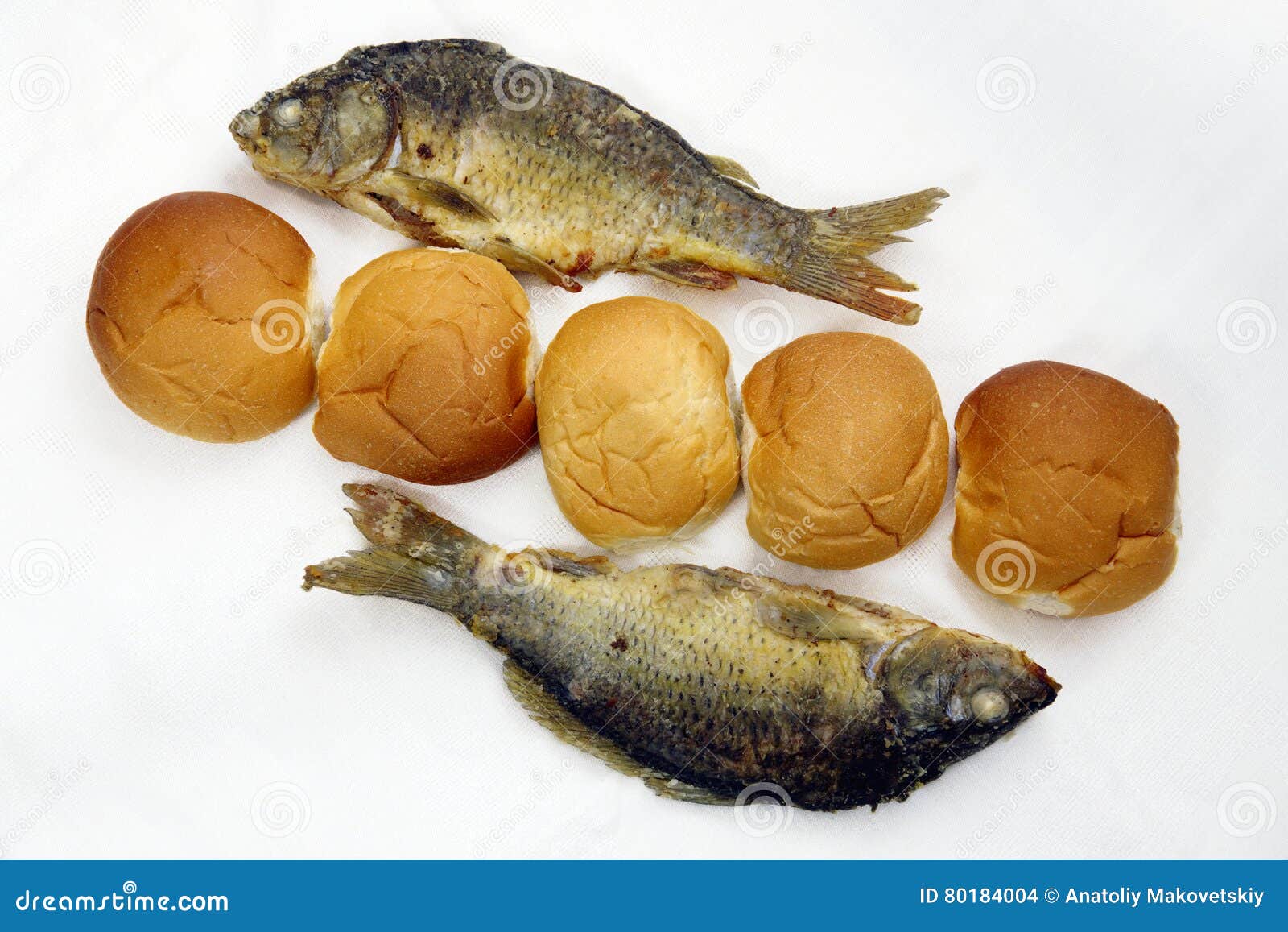 De Vijf Broden, En De Twee Vissen Stock Foto - Image of groen ...