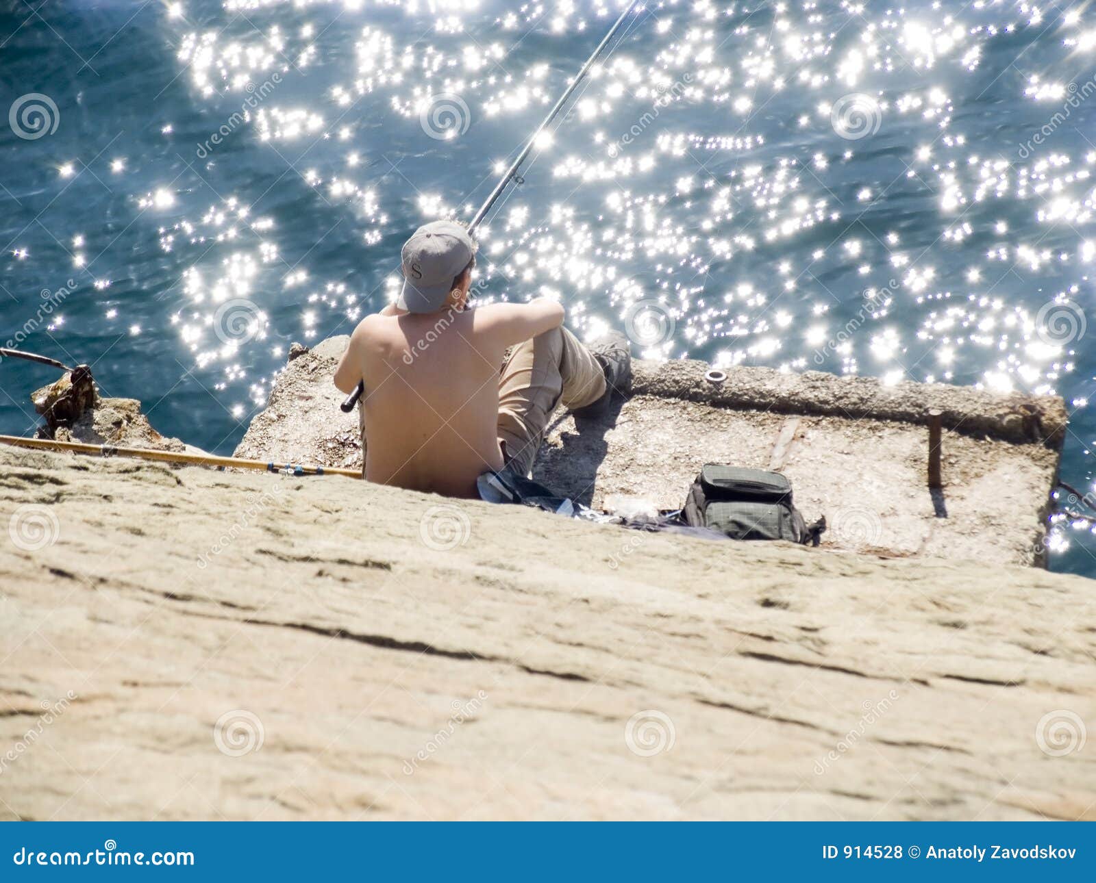 De visser stock foto. Image of recreatie, oceaan, vijver - 914528