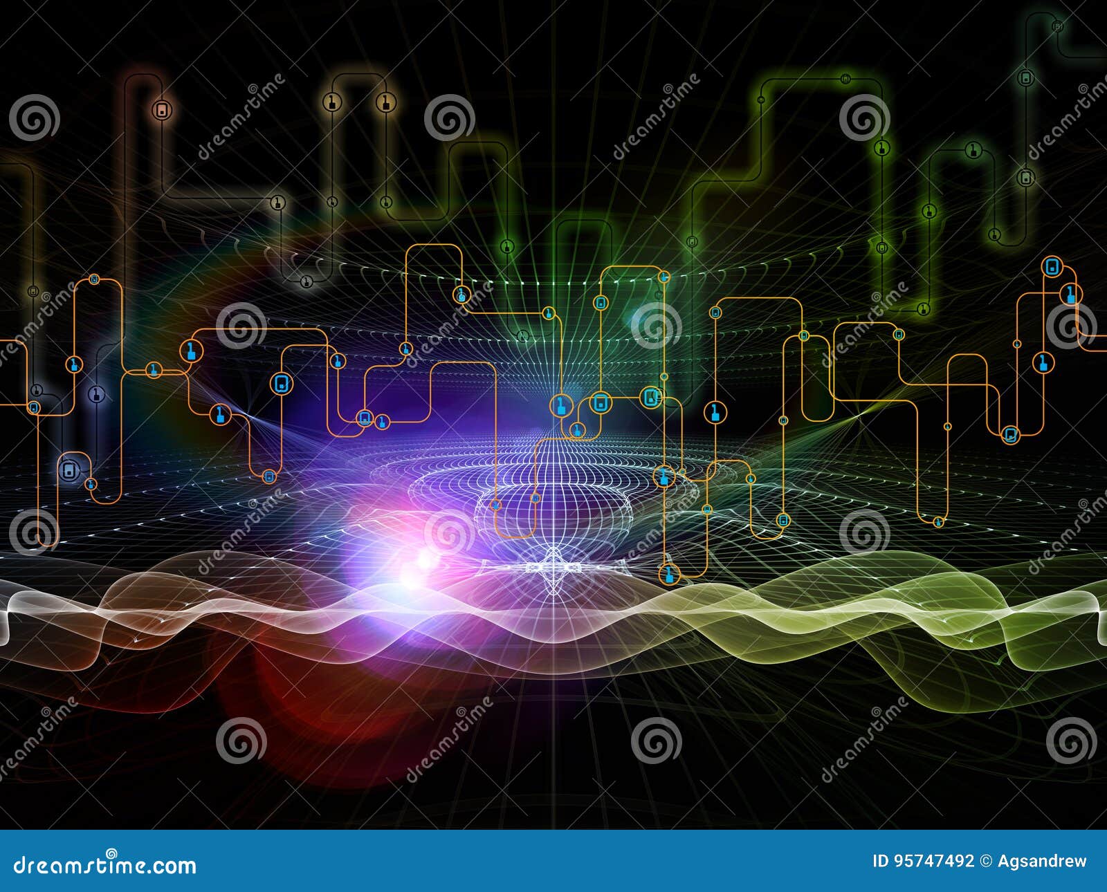 De Visualisatie Van De Gegevensstroom Stock Illustratie - Illustration ...