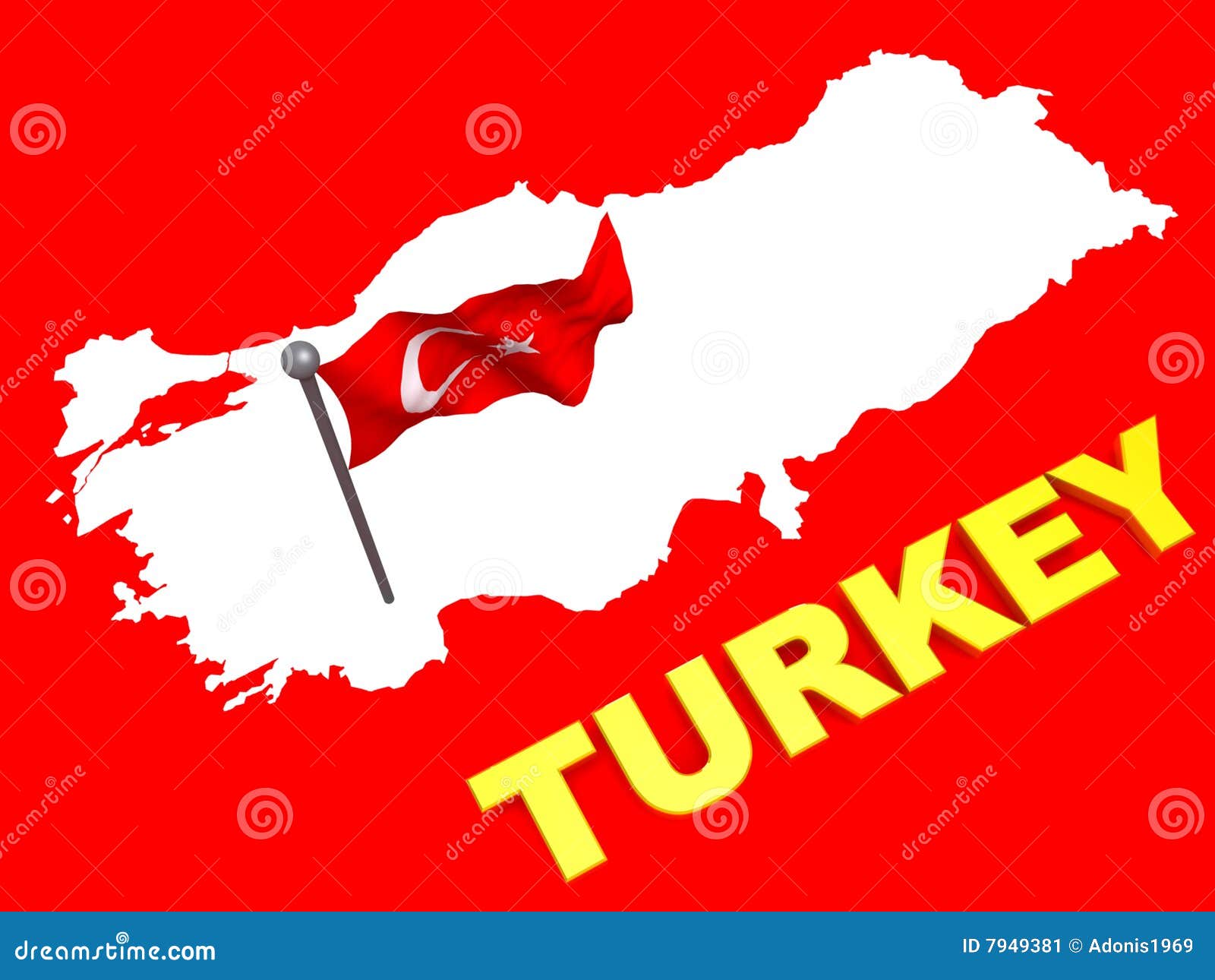 De Vlag En De Kaart Van Turkije Stock Illustratie - Illustration of ...