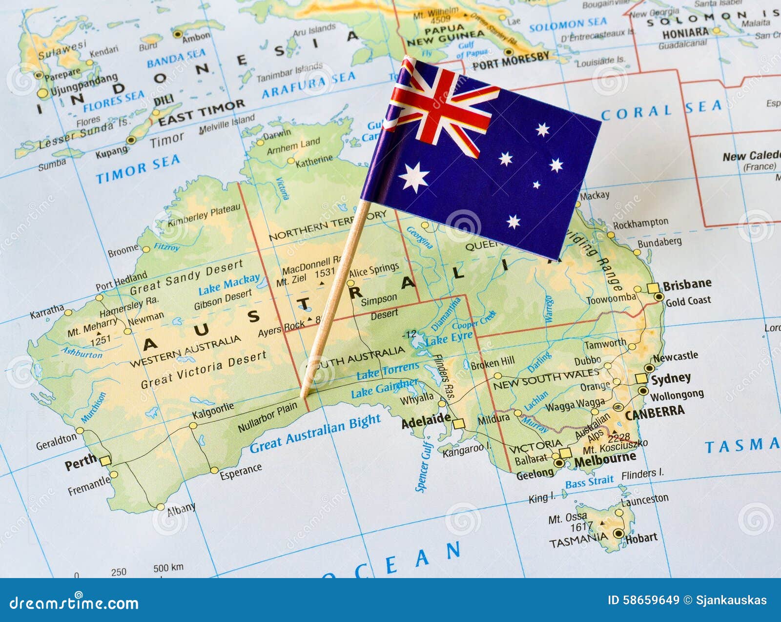 De Vlag Van Australië Op Kaart Stock Afbeelding - Image of macro ...