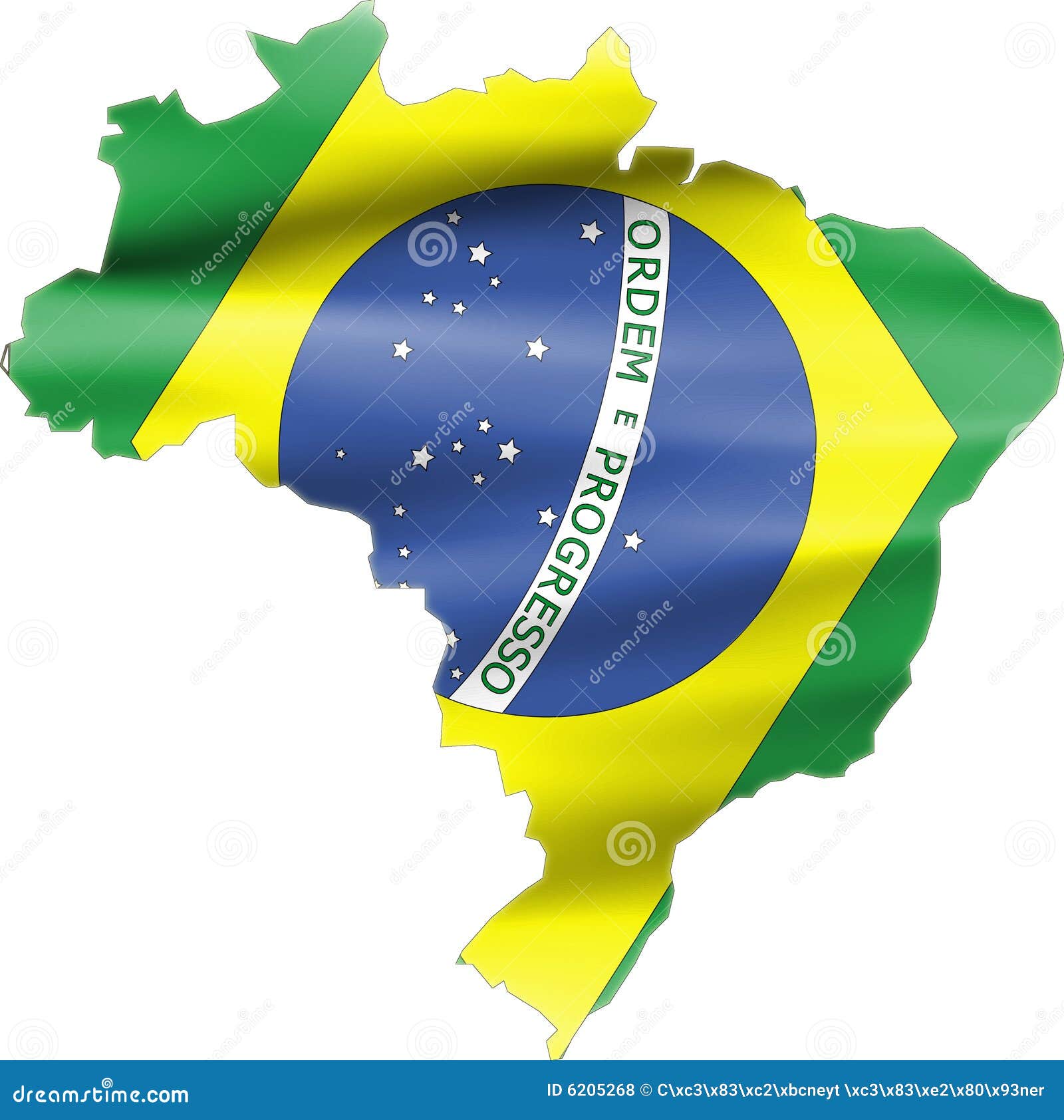 De Vlag Van Brazilië Op Kaart Stock Illustratie - Illustration of ...