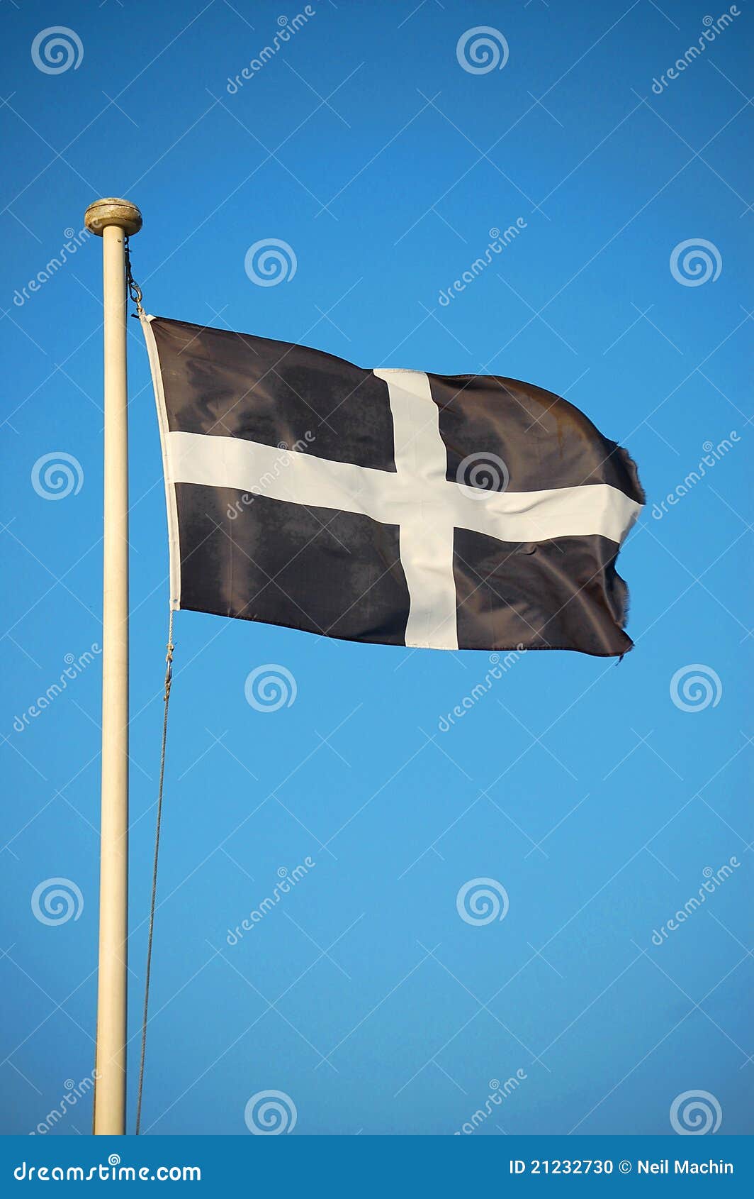 De Vlag Van Cornwall Van St Piran Stock Foto - Image of hoekwand, slag ...