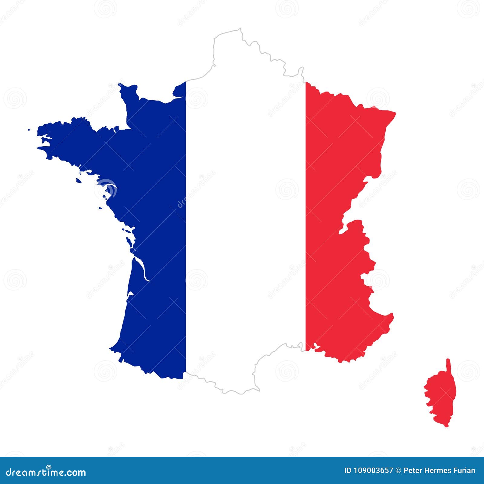 De Vlag Van Frankrijk in Silhouet Van Het Land Vector Illustratie ...