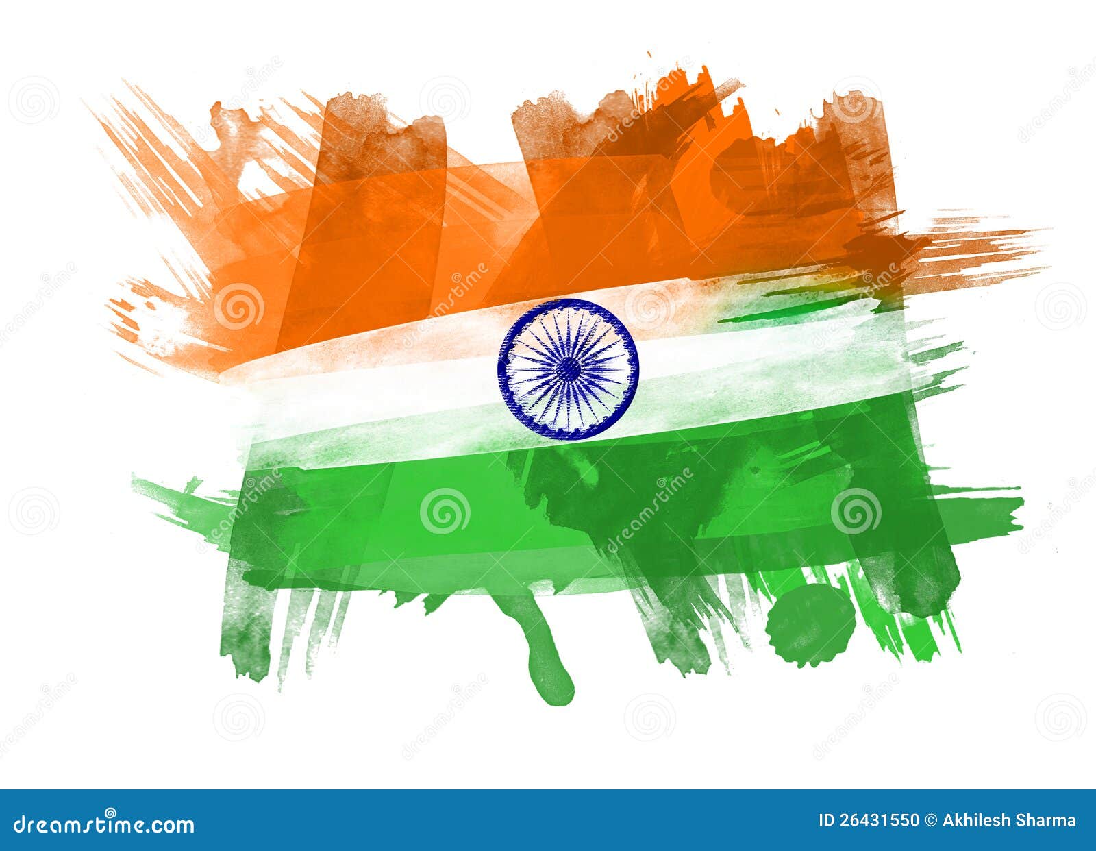De Vlag Van India Op Witte Achtergrond Stock Illustratie - Illustration ...