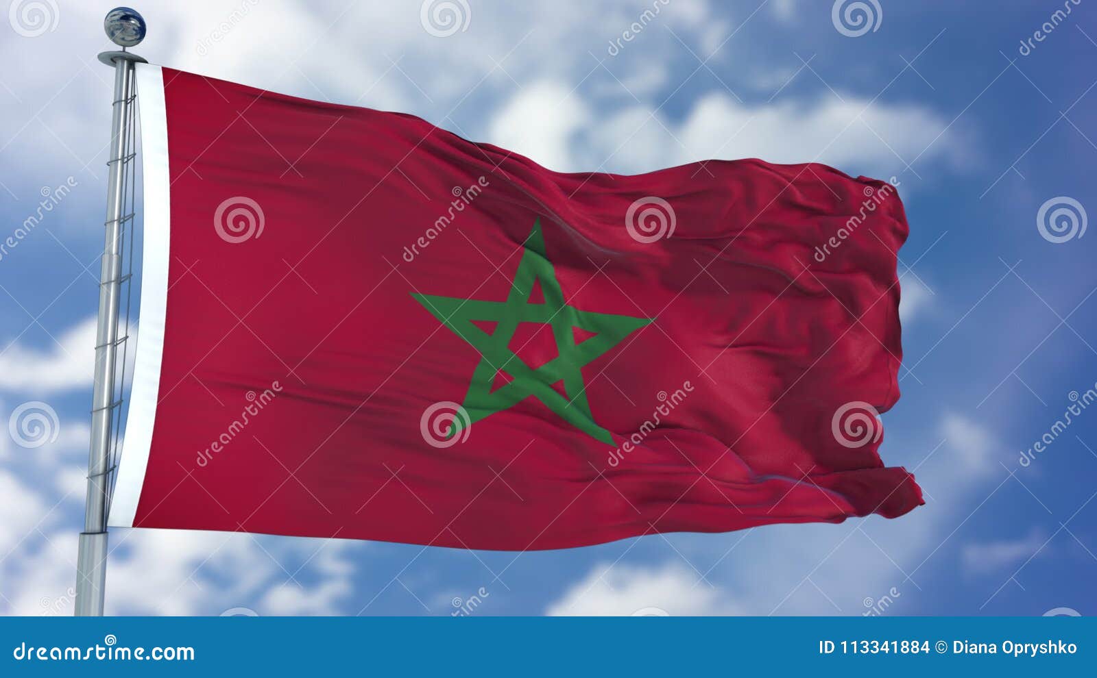 De Vlag Van Marokko in Een Blauwe Hemel Stock Foto - Image of land ...