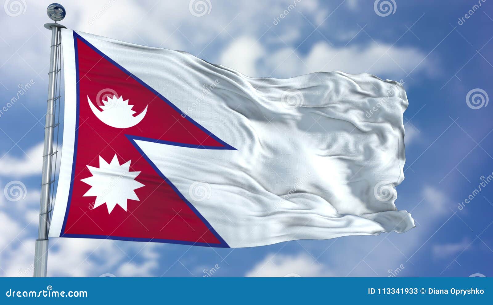 De Vlag Van Nepal in Een Blauwe Hemel Stock Afbeelding - Image of ...