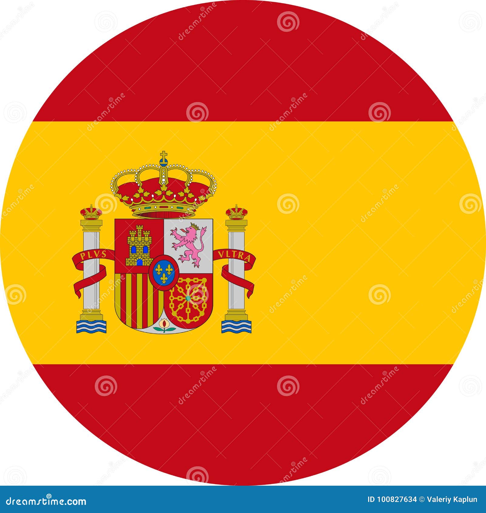 De Vlag Vector Rond Vlak Pictogram Van Spanje Stock Illustratie ...