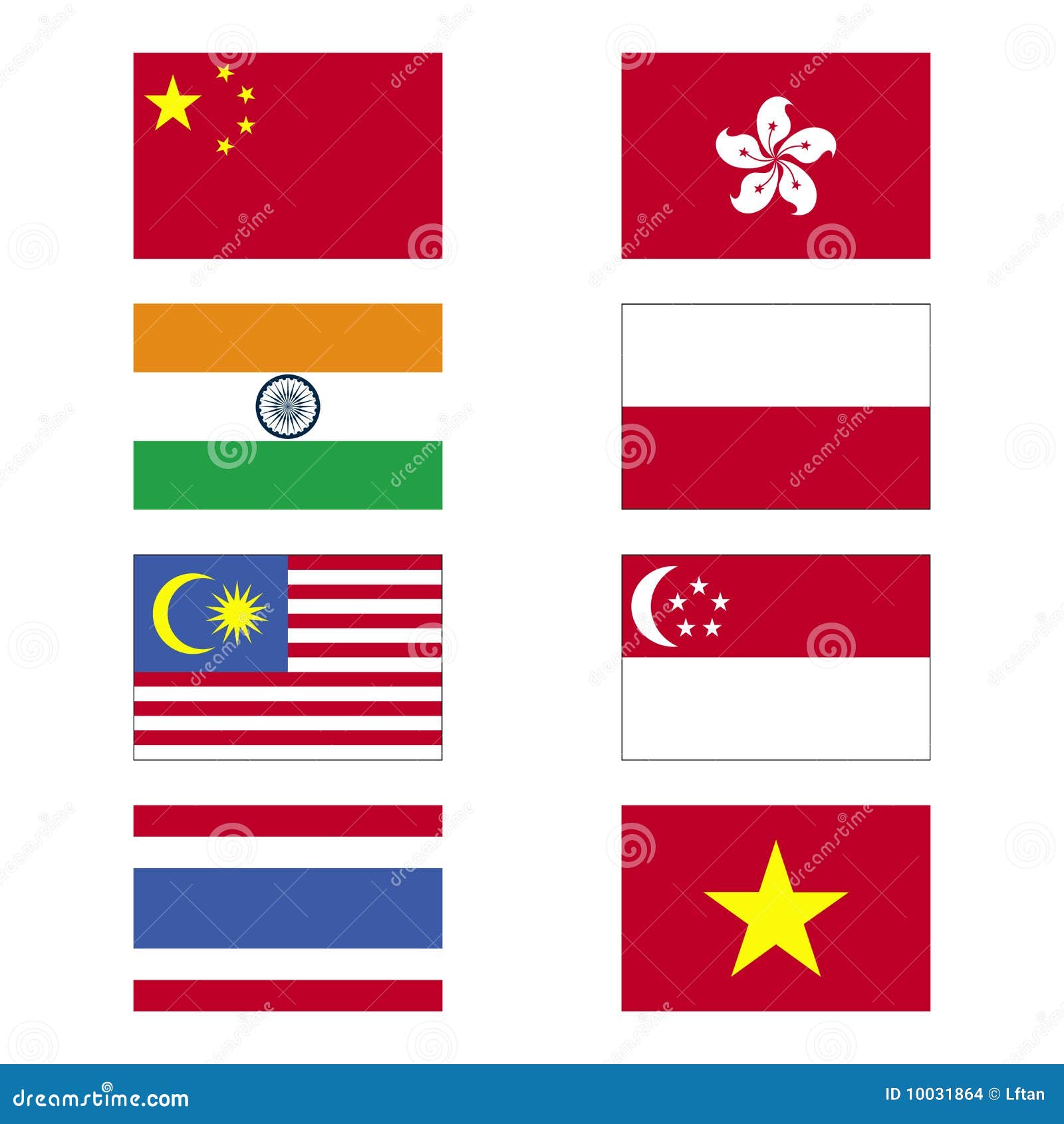 De Vlaggen van Azië vector illustratie. Illustration of vlag - 10031864