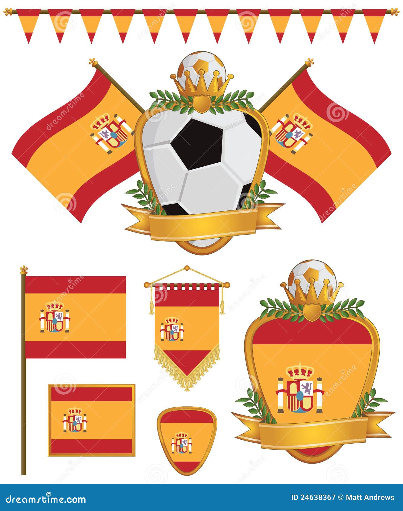 De vlaggen van Spanje vector illustratie. Illustration of lint - 24638367