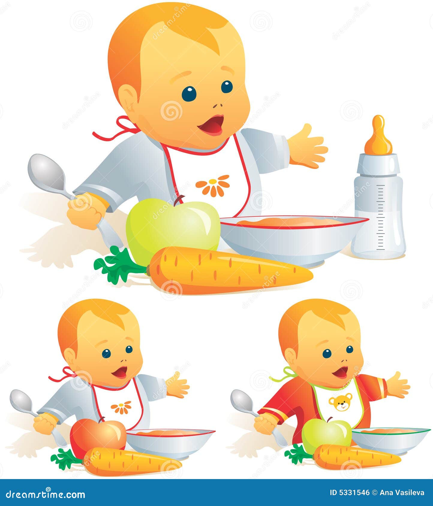 De Voeding Van De Baby, Stevig Voedsel, Mi Vector Illustratie ...