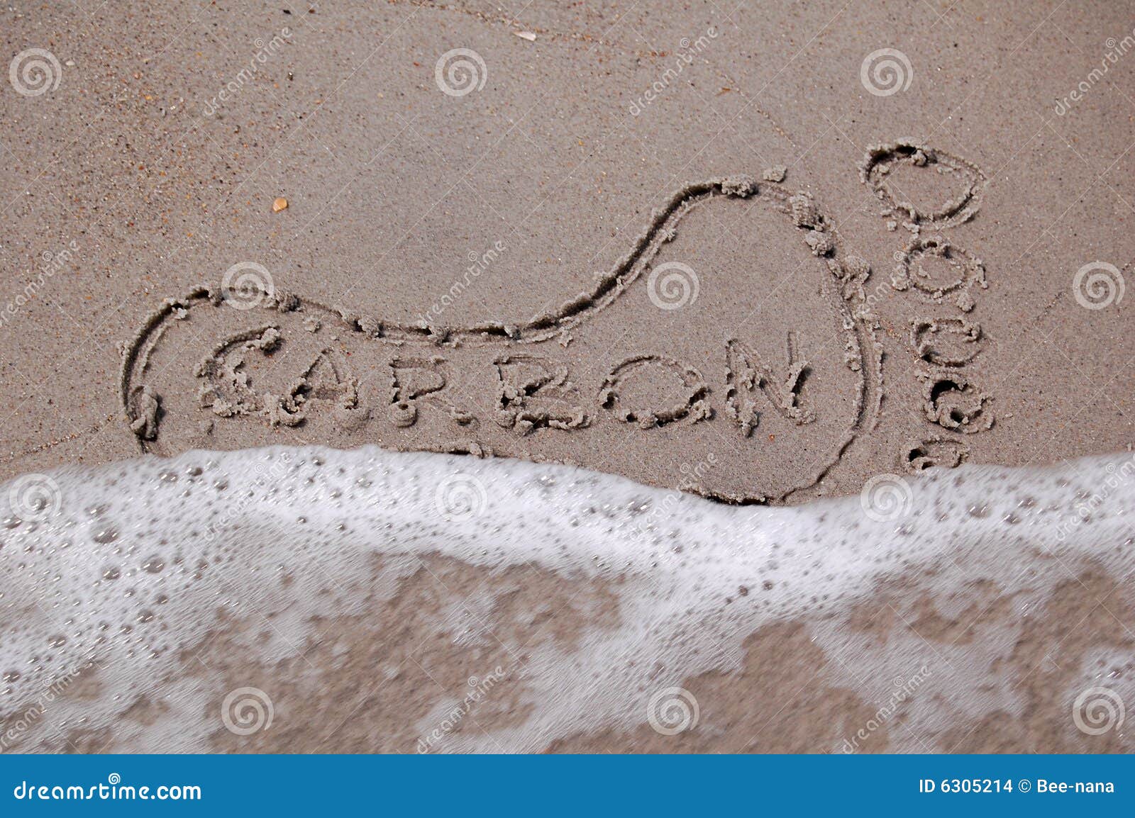 De Voetafdruk Van De Koolstof in Het Zand Stock Foto - Image of milieu ...