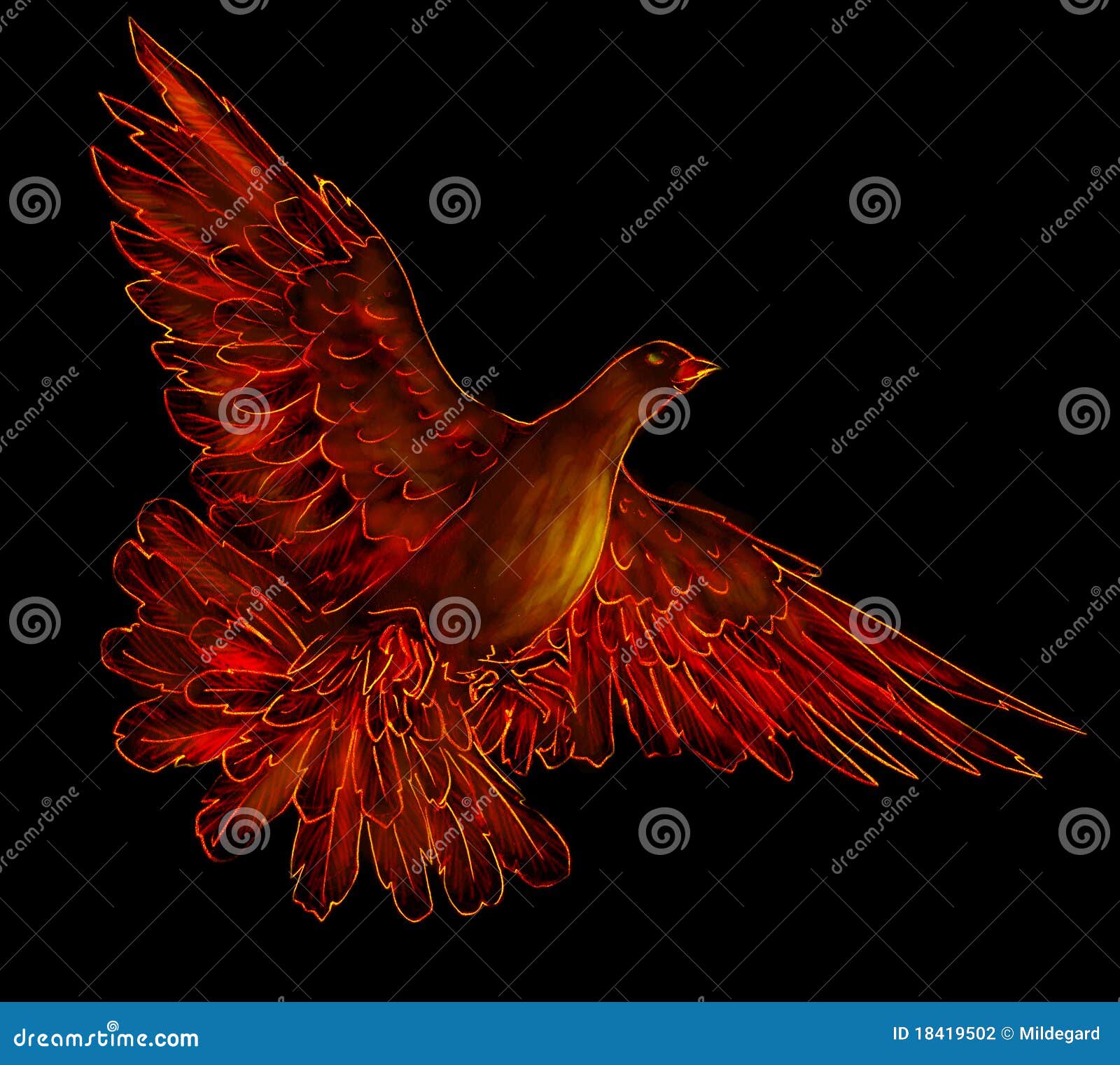 De Vogel Van De Brand - Phoenix Stock Illustratie - Illustration of ...