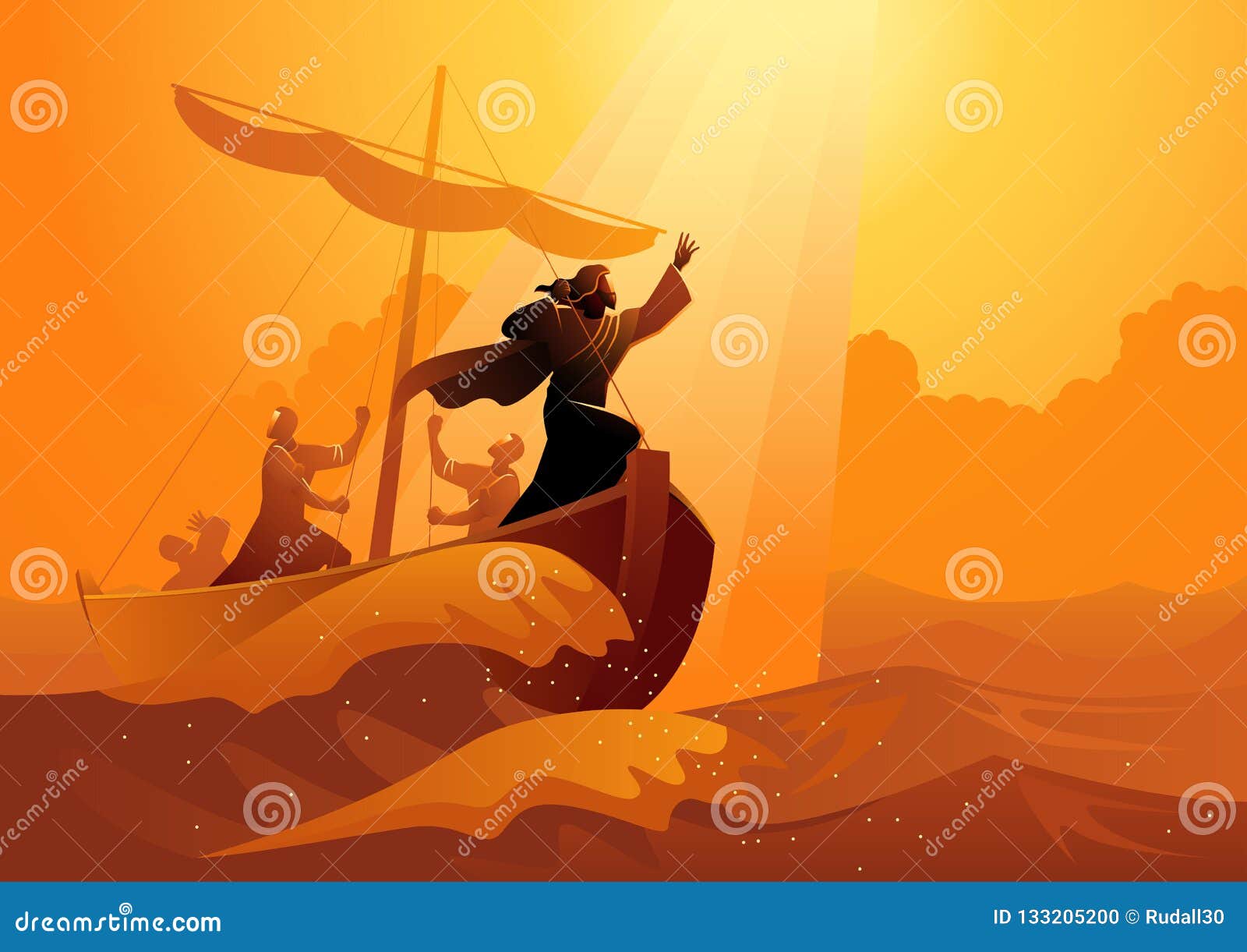 De Vrede is Toch, De Rust Van Jesus Het Onweer Vector Illustratie ...