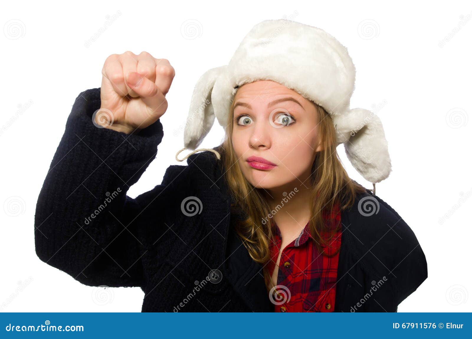 De Vrouw Met Hoed in Grappig Concept Stock Foto - Image of partij ...