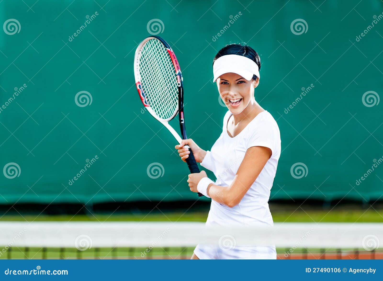 De vrouw speelt tennis stock foto. Image of actie, atleet - 27490106