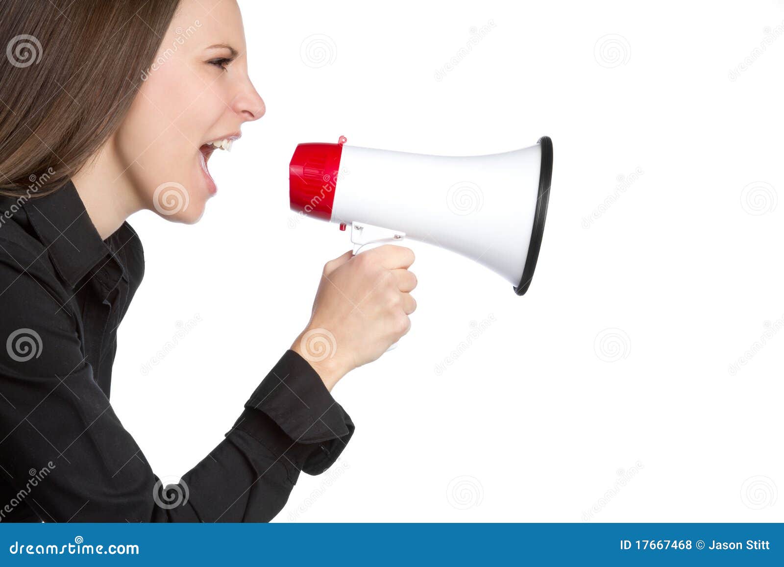 De Vrouw van de megafoon stock foto. Image of vrouwen - 17667468