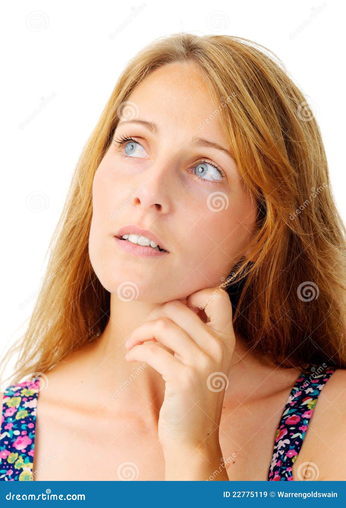 De Vrouw Van Het Dagdromen in Studio Stock Afbeelding - Image of jong ...