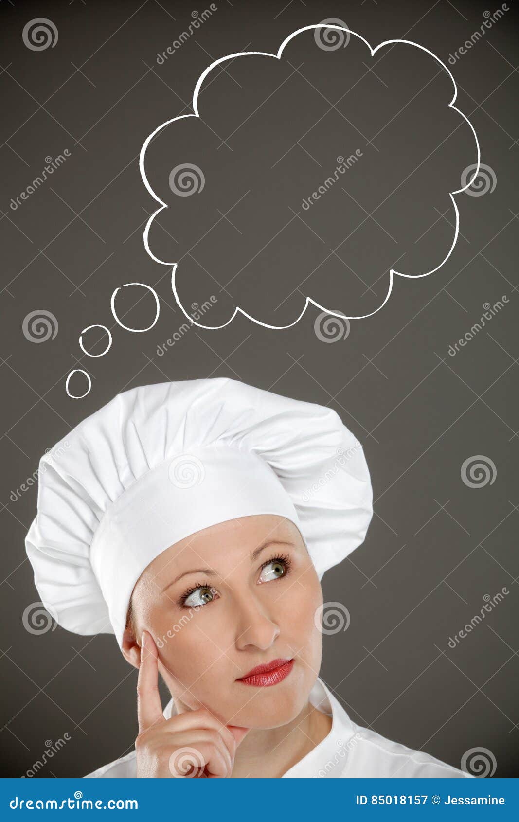 De Vrouwelijke Chef-kok Met Denkt Doos Stock Afbeelding - Image of ...