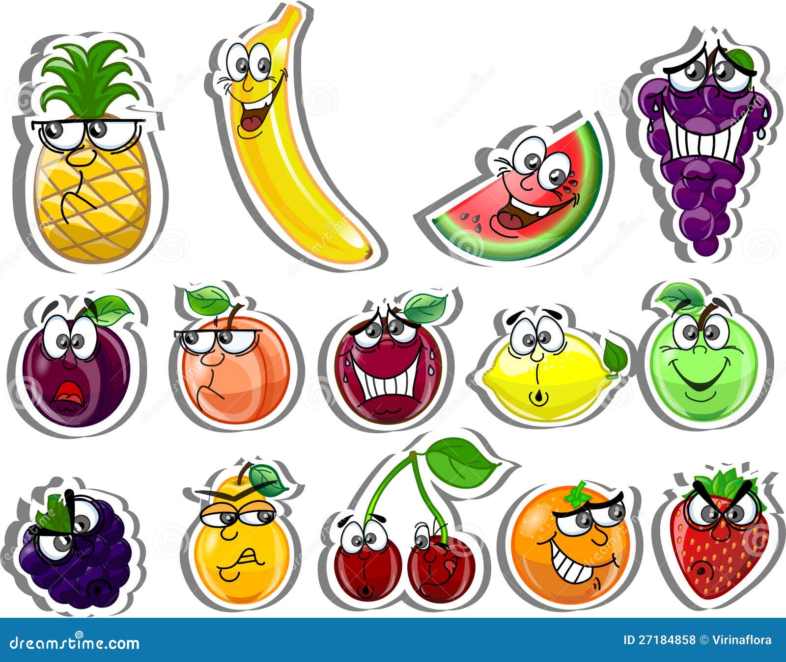 De Vruchten Van Het Beeldverhaal, Vector Vector Illustratie ...