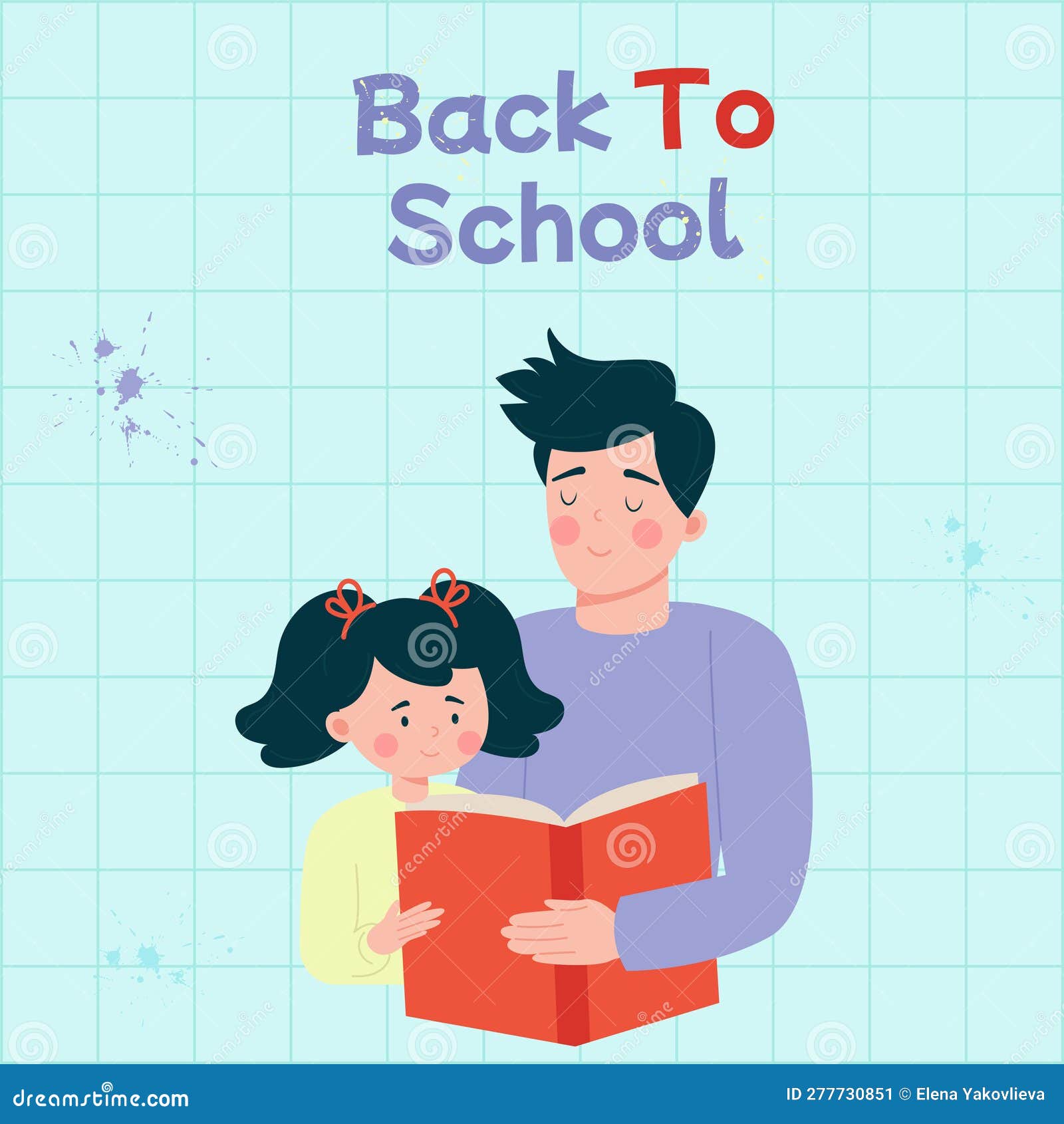 De Vuelta A La Escuela De Fondo Plano Padre Leyendo Libro Con Hija