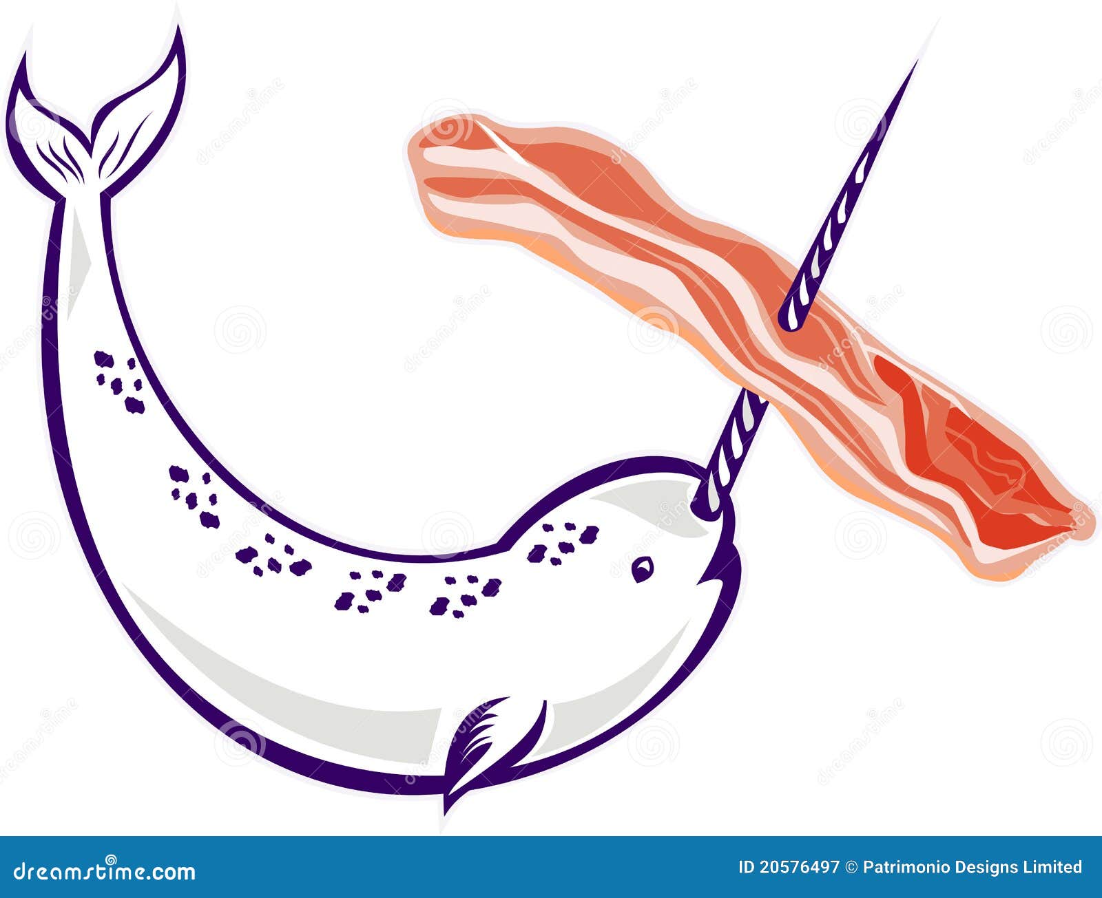 De Walvis Die Van De Narwal Bacon Vastbindt Stock Illustratie ...