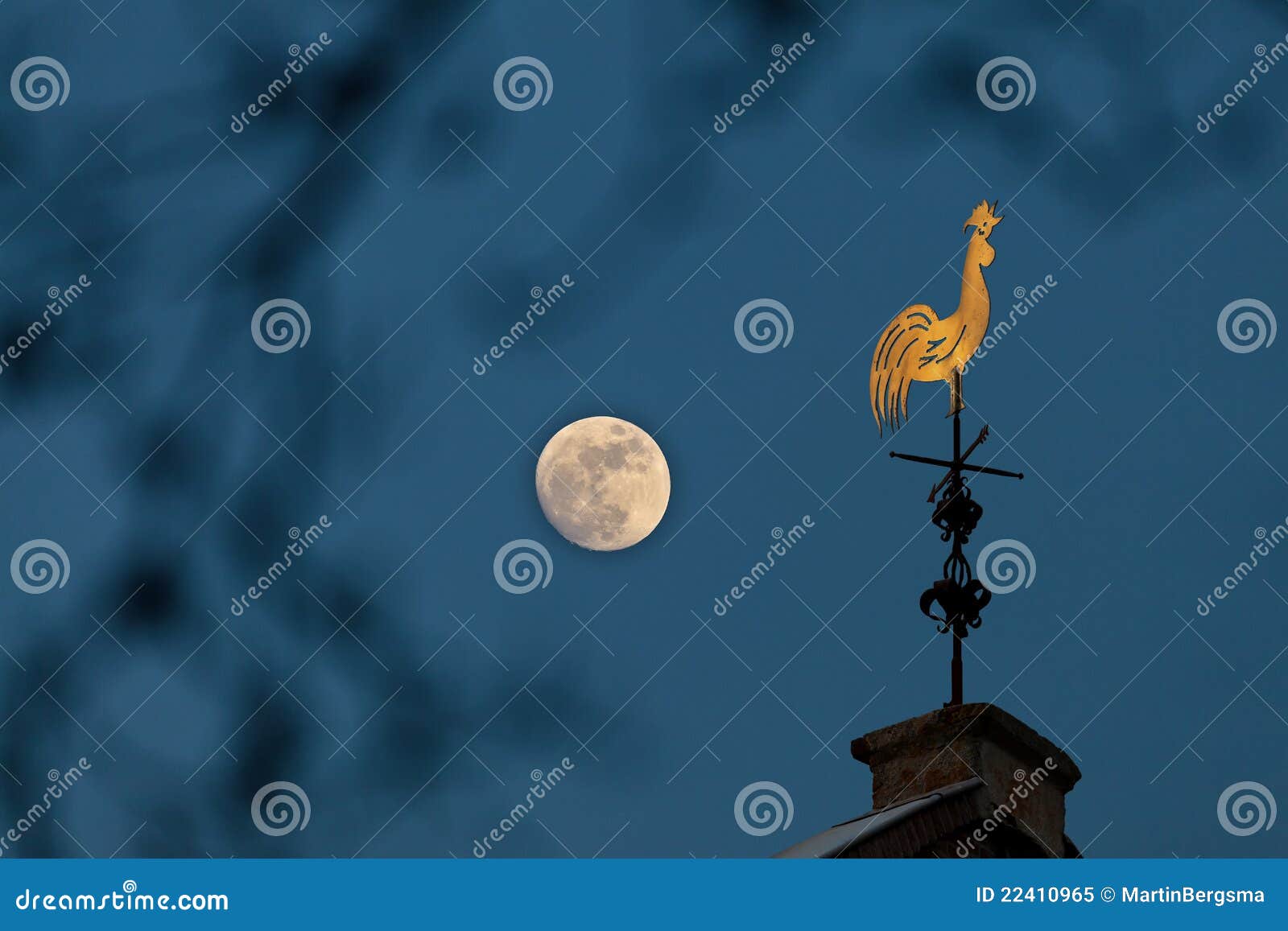 De Weerhaan Van Het Koper in Maanlicht Stock Afbeelding - Image of ...