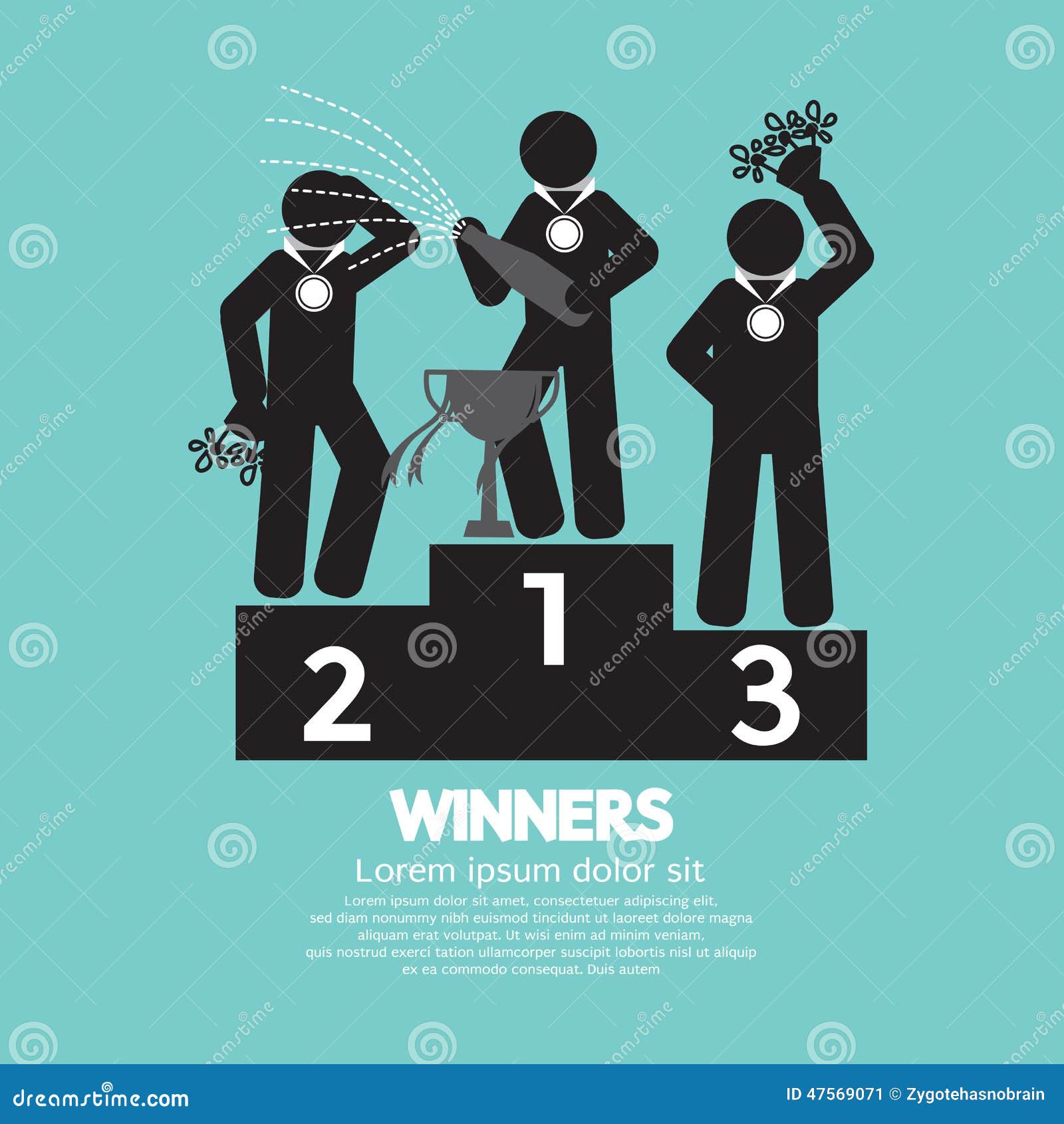 De Winnaars Viert Op Podium Vector Illustratie - Illustration of ...