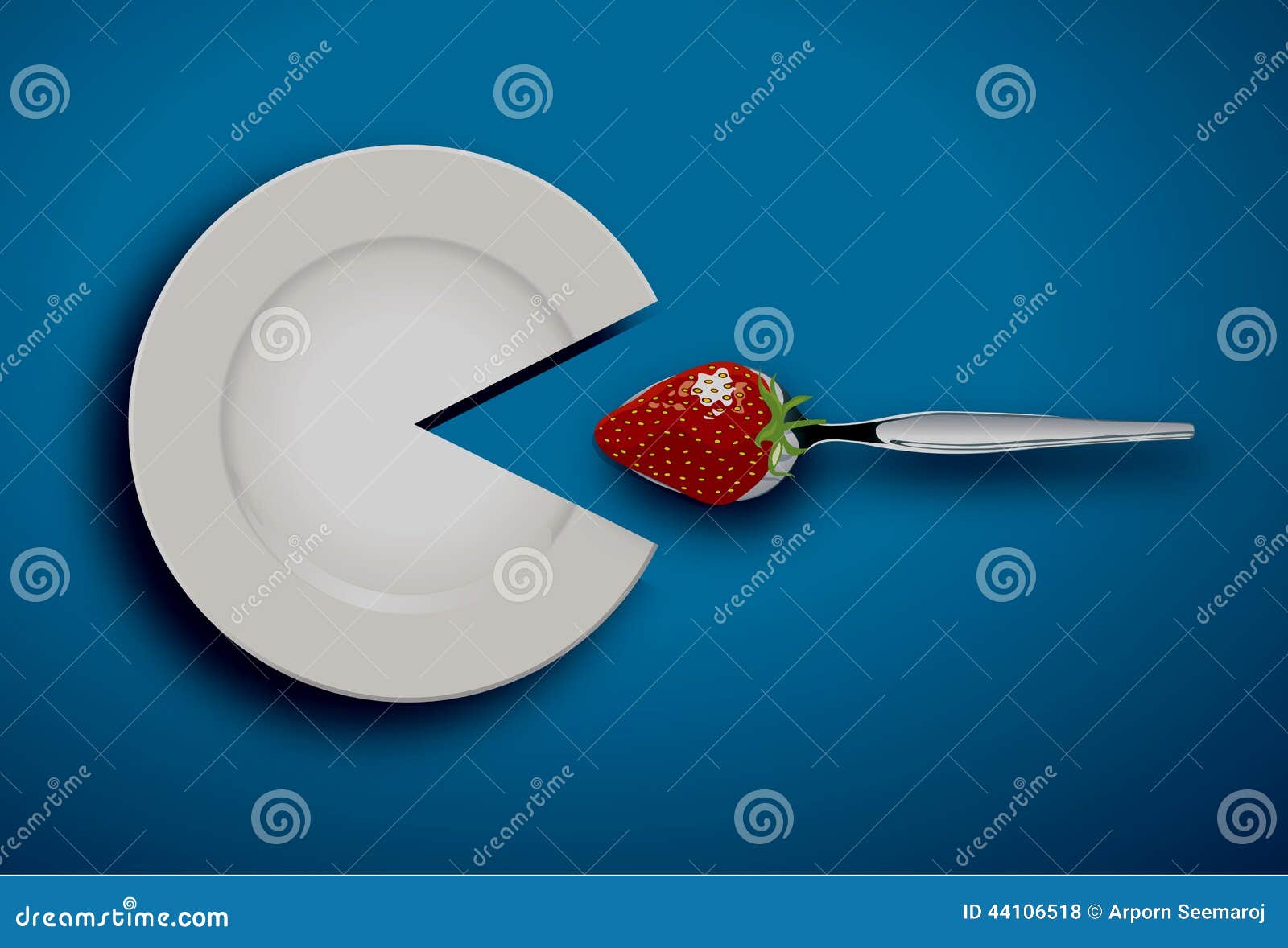 De Witte Plaat Eet Aardbei Met Lepel Vector Illustratie - Illustration ...