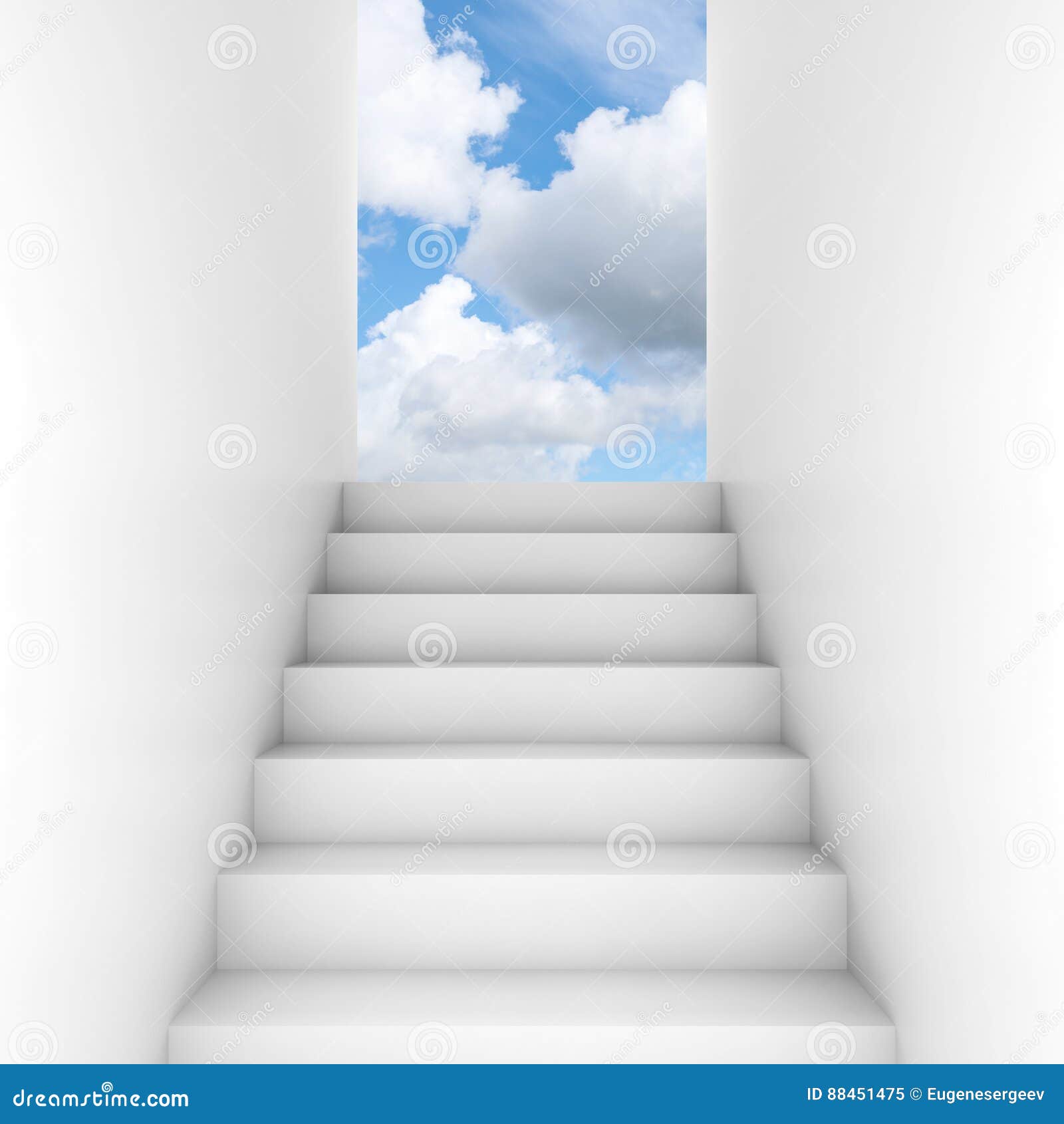 De Witte Trap Stijgt Naar De Open Deur Stock Illustratie - Illustration ...