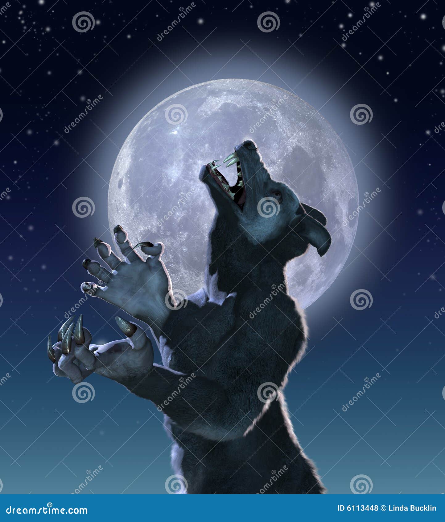 De Wolf Van De Mutant in Maanlicht Stock Illustratie - Illustration of ...