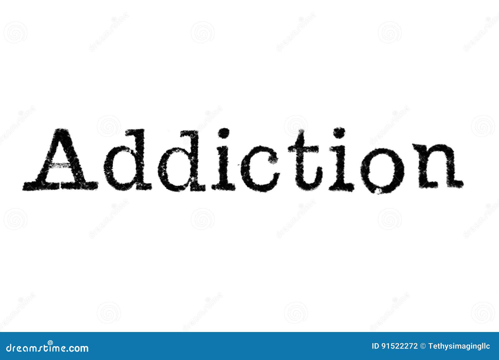 De Woord` Verslaving ` Van Een Schrijfmachine Op Wit Stock Illustratie ...