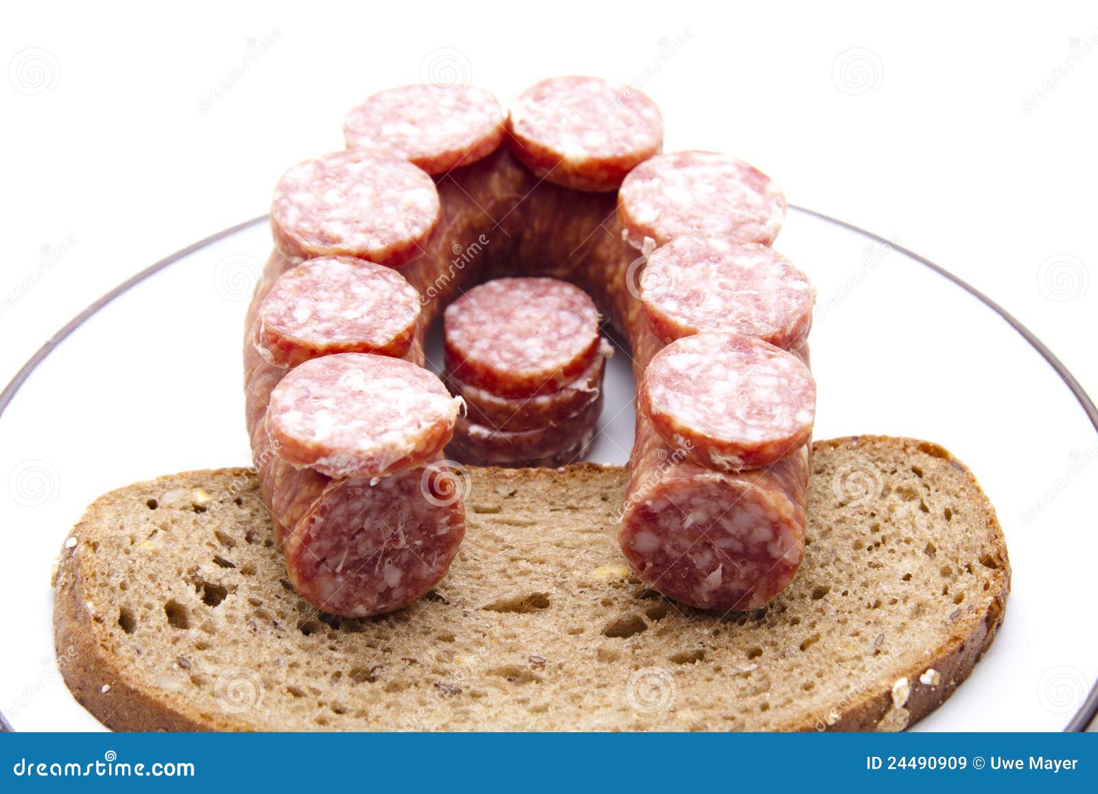De Worst Van Bologne Met Brood Stock Afbeelding - Image of schelp ...