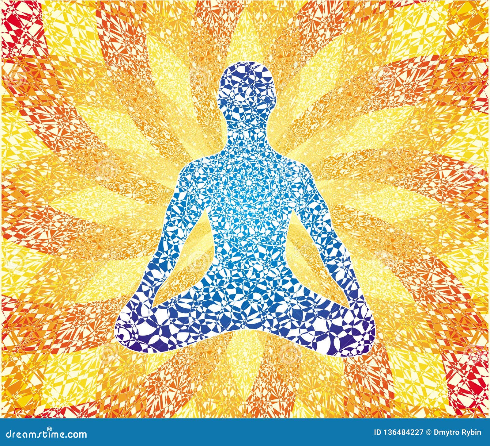 De Yogi Silhouetteert in Het Centrum Van Openwork Mandala Vector ...