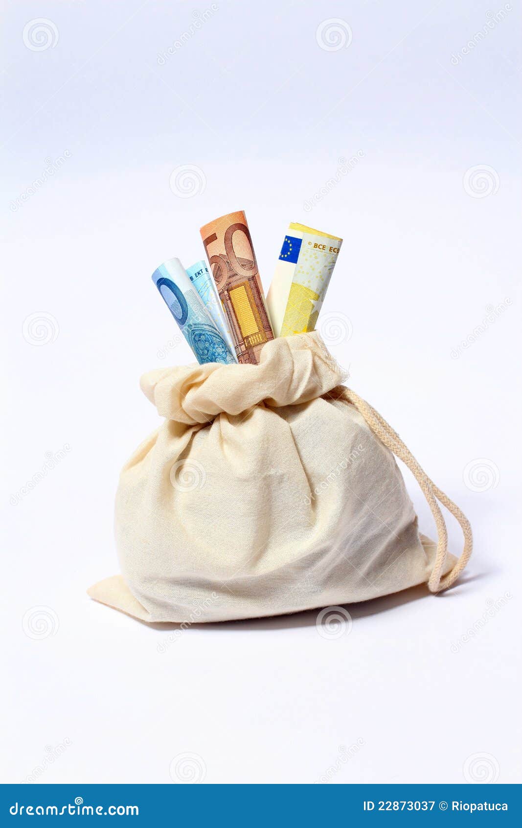 De Zak Van Het Geld Met Rekeningen Stock Afbeelding - Image of fonds ...