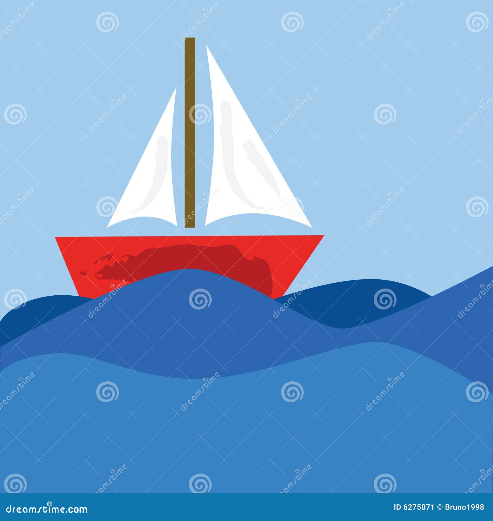 De Zeilboot Van Het Beeldverhaal Vector Illustratie - Illustration of ...
