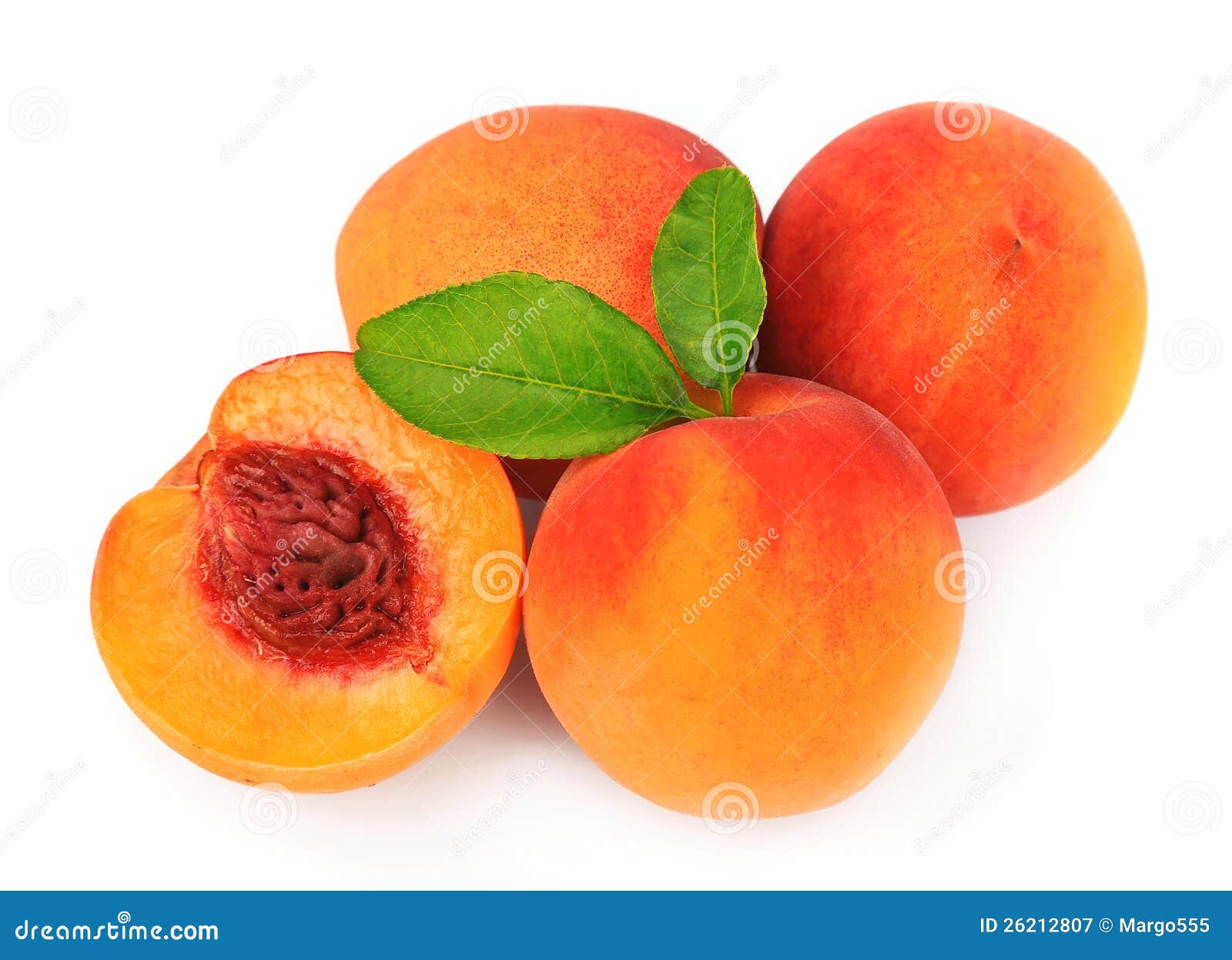 De Zoete Perziken Met Doorbladert Stock Afbeelding - Image of voedsel ...