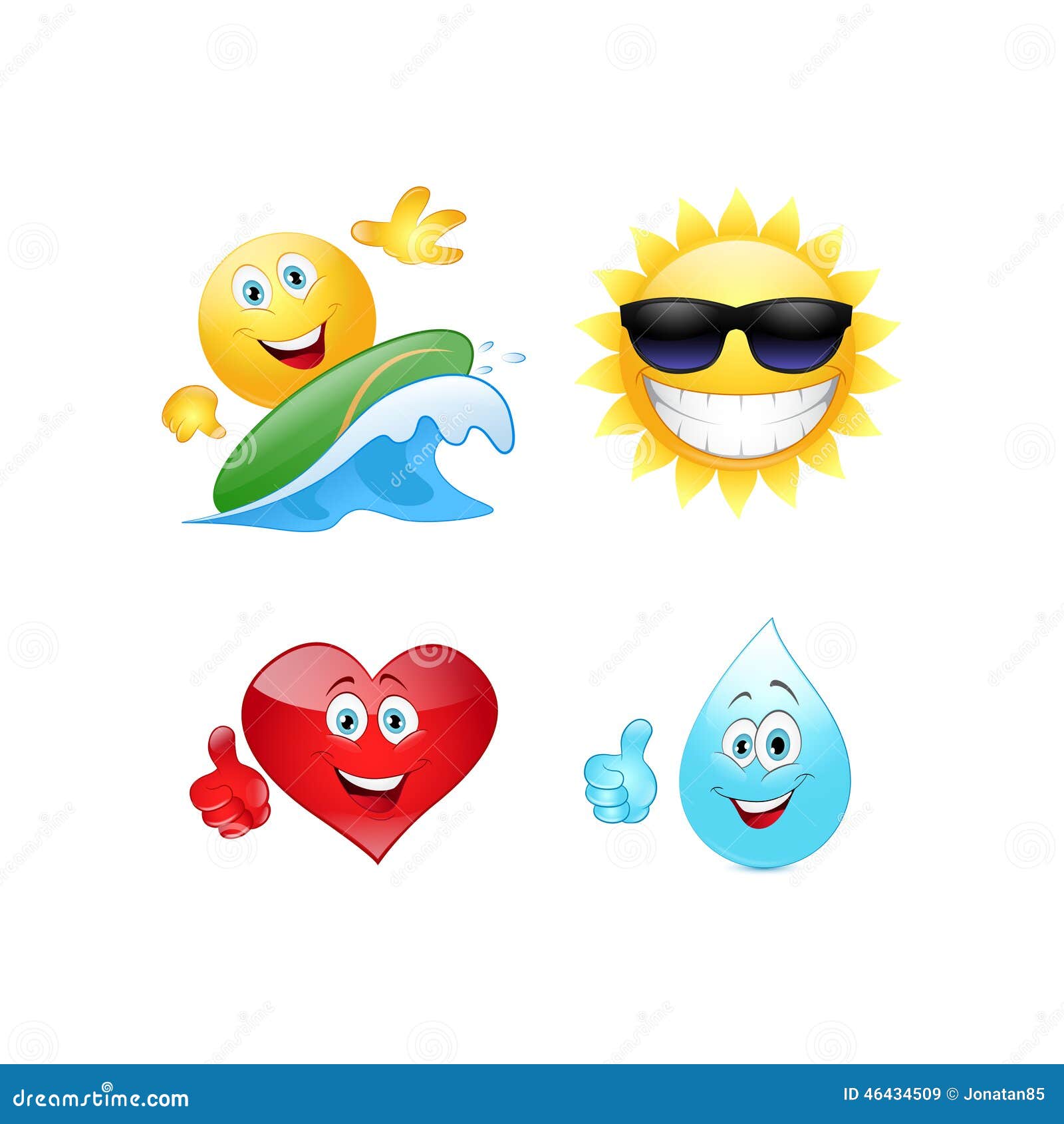 De zomer emoticon vector illustratie. Illustration of gelukkig - 46434509