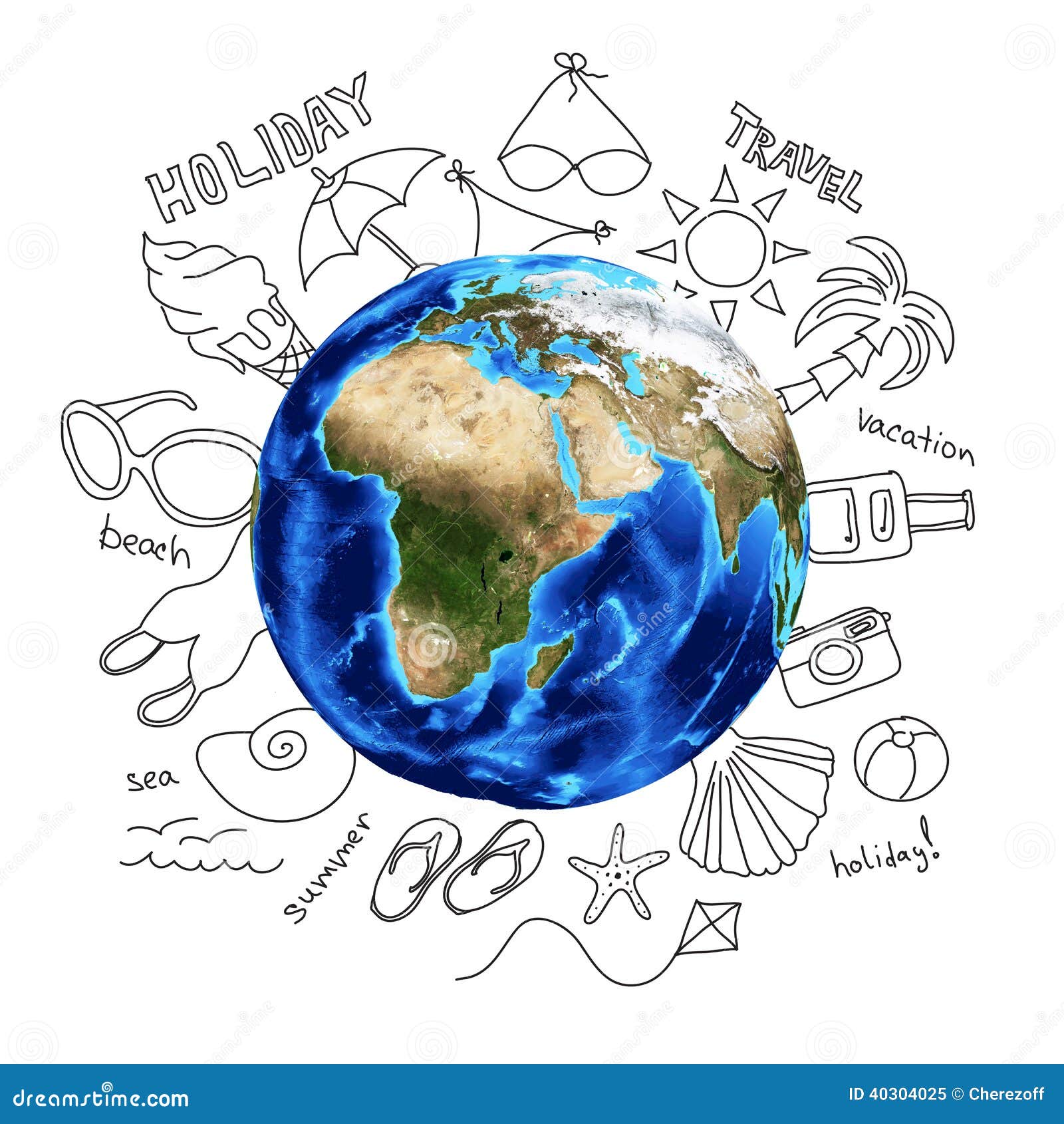 De Zomerschetsen Rond Aarde Stock Illustratie - Illustration of strand ...