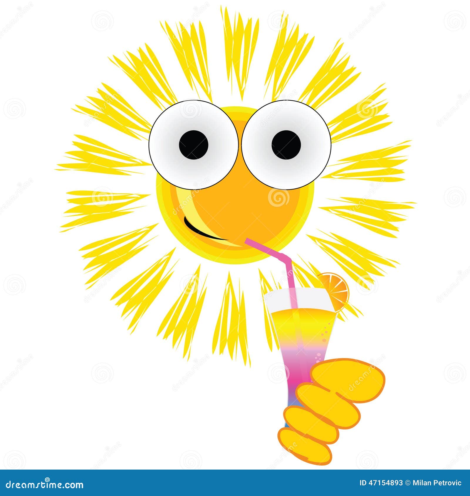 De Zon Drinkt De Vectorillustratie Van Het Cocktailbeeldverhaal Vector ...