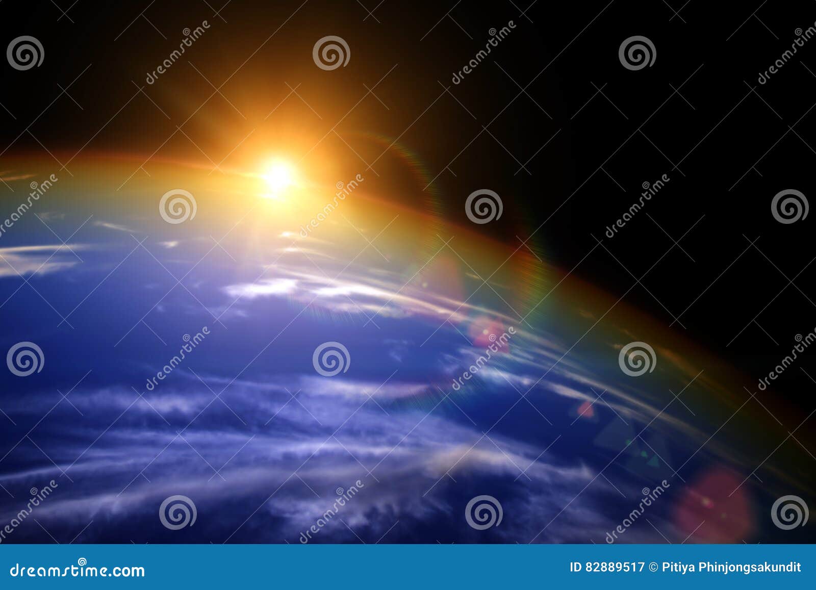 De Zon Op De Horizon Van De Wereld Vanuit Het Perspectief Van Ruimte ...