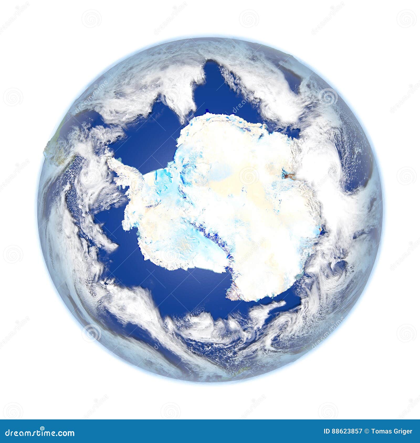 De Zuidpool Op Aarde Op Wit Wordt Geïsoleerd Dat Stock Illustratie ...