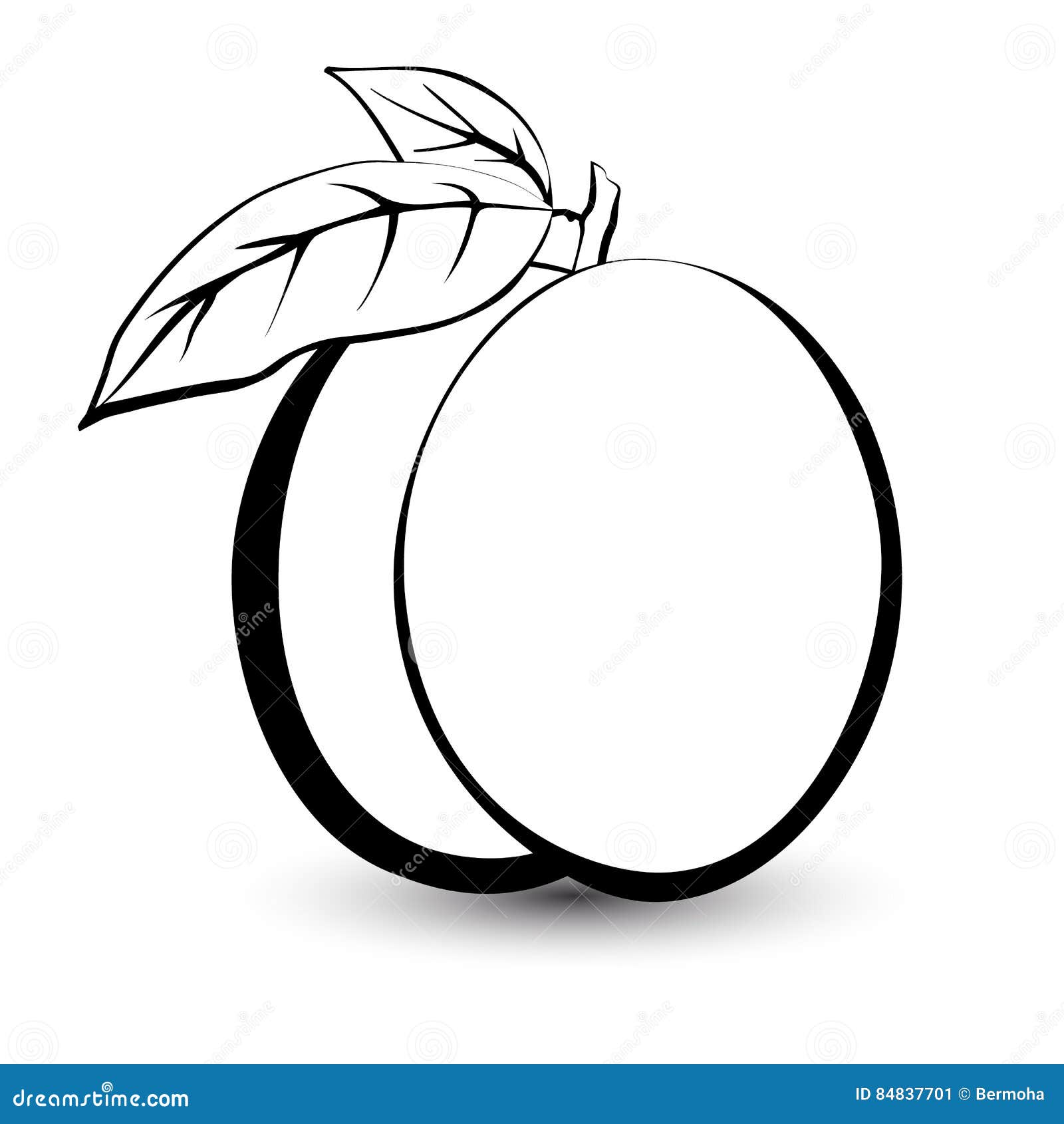 De Zwart-wit Perzik Van De Overzichtsschets Vector Illustratie ...