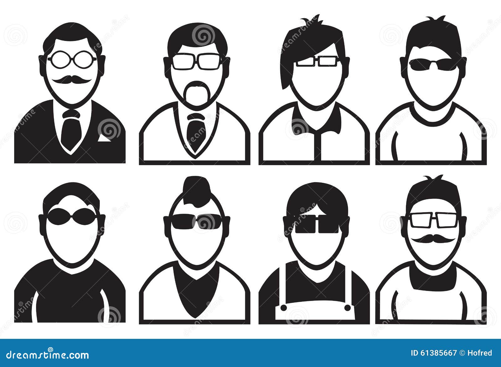 De Zwart-witte Mensen Vormen Vectorpictogrammen Vector Illustratie ...