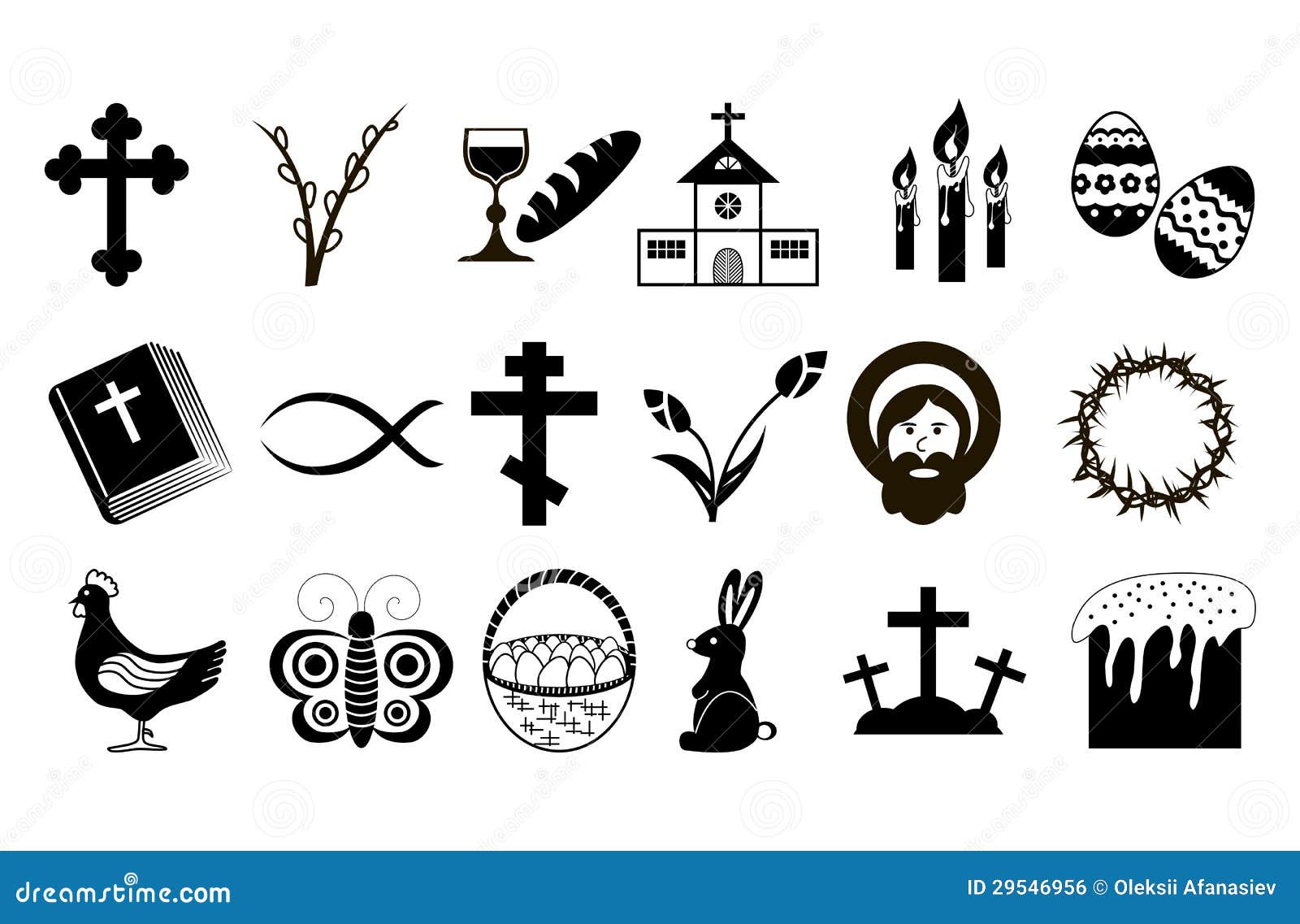 De Zwart-witte Pictogrammen Van Pasen. Vector Illustratie ...