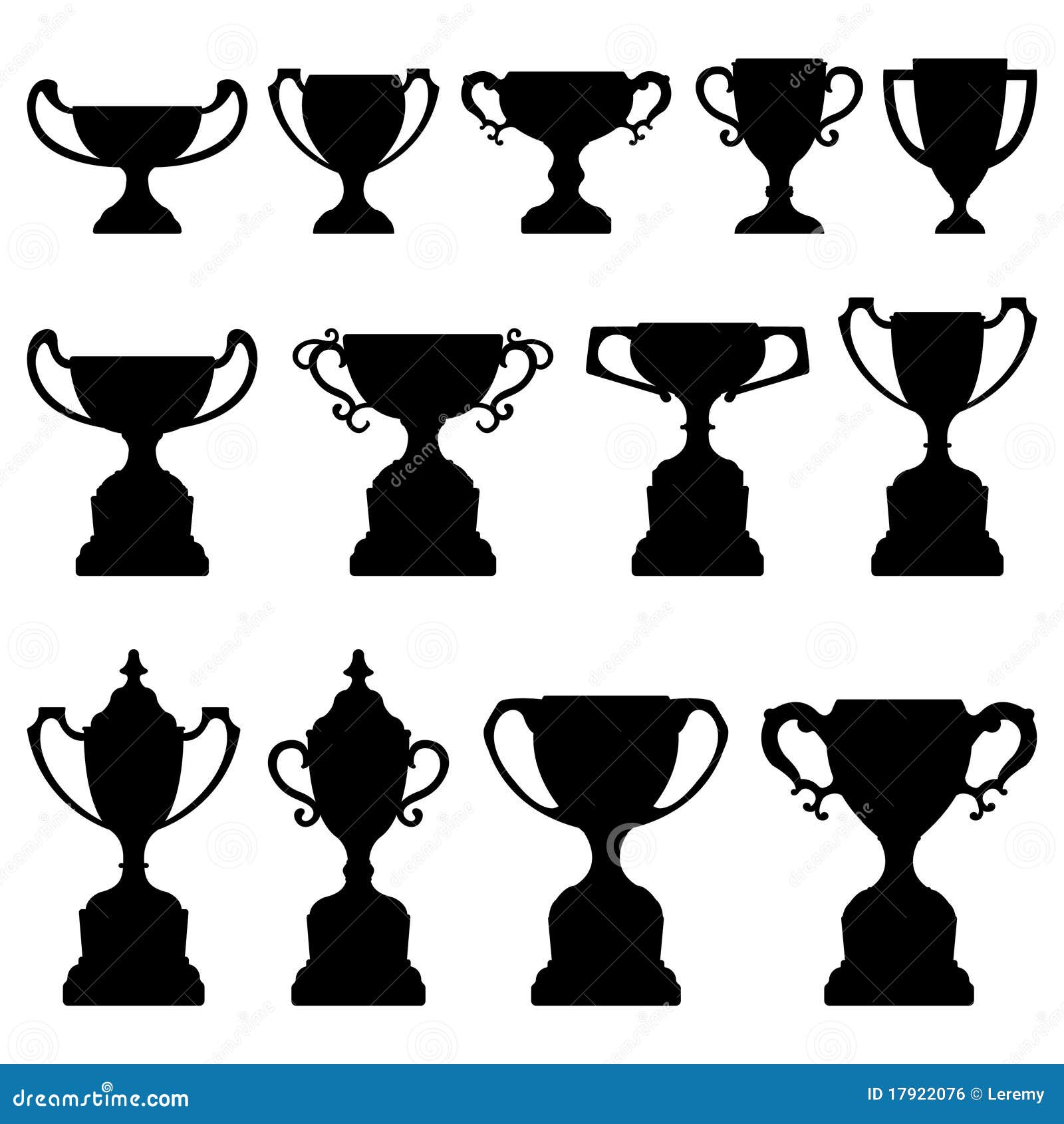 De Zwarte Reeks Van Het Silhouet Van De Kop Van De Trofee Vector Illustratie - Illustration of ...