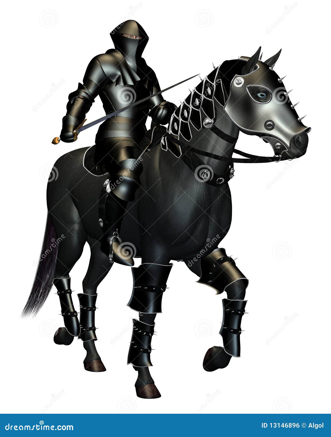 De Zwarte Ridder Op Horseback Stock Illustratie - Illustration of ...